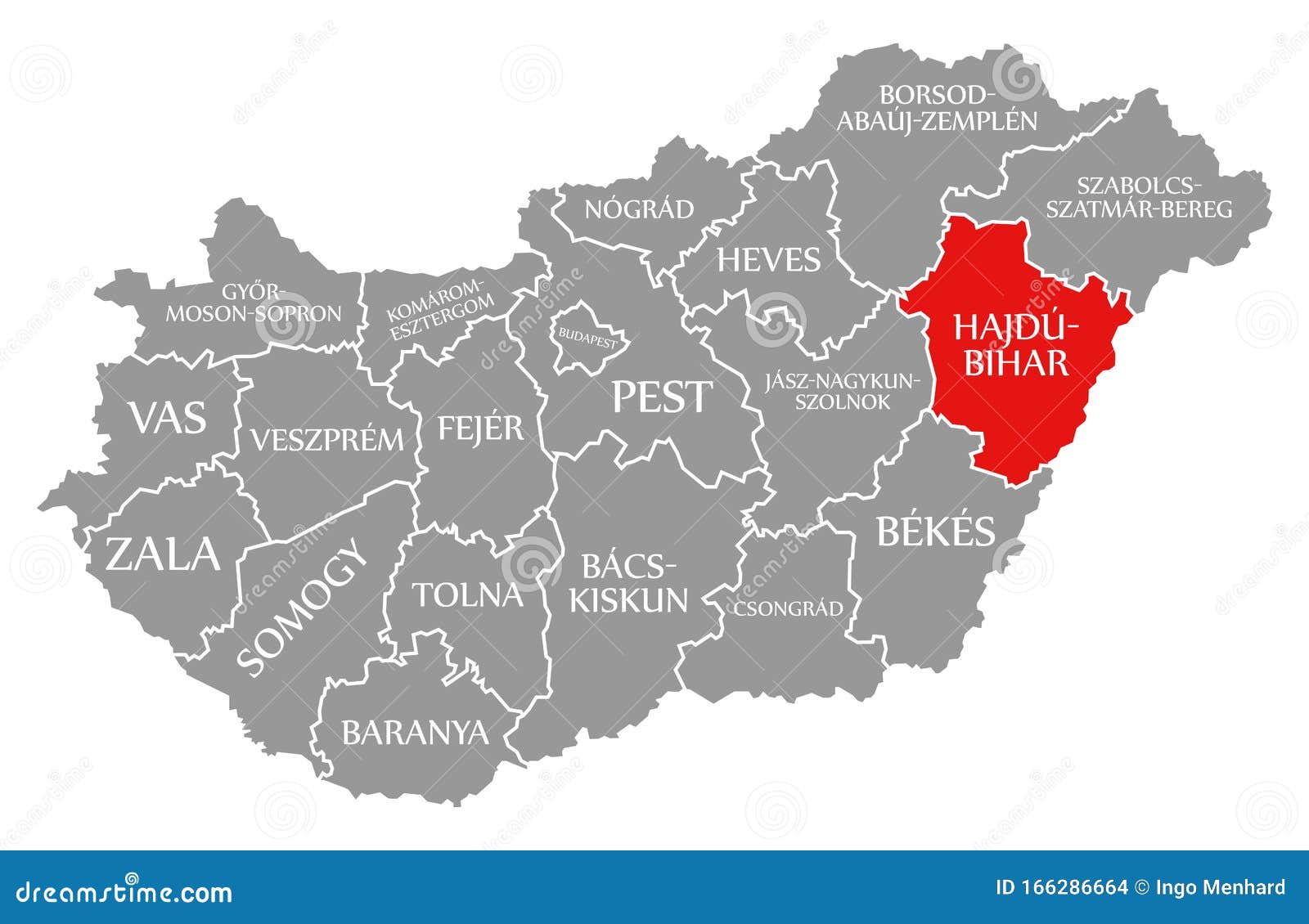Hajdu-Bihar Red Highlighted in Map of Hungary Stock Illustration ... Hajdu-Bihar Red Highlighted in Map of Hungary Stock Illustration ...