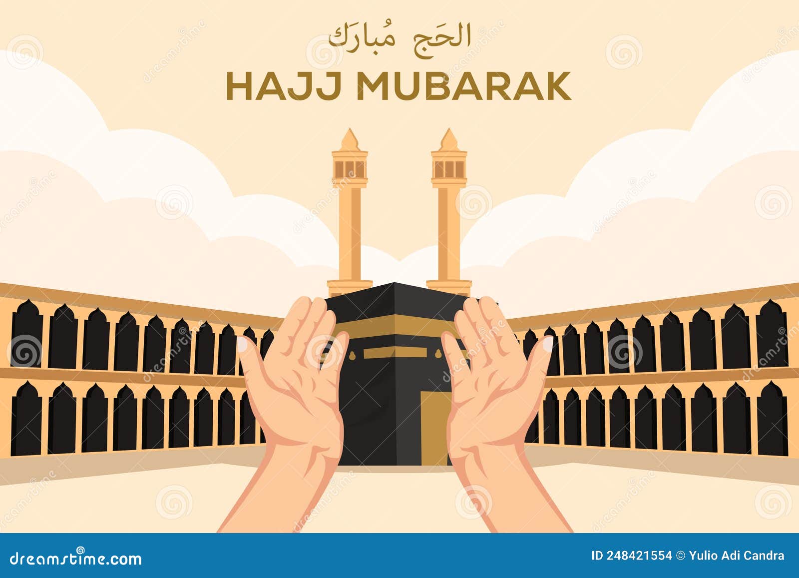 Hands With Kaaba Islamic Symbol Set Vector Illustration | CartoonDealer ...