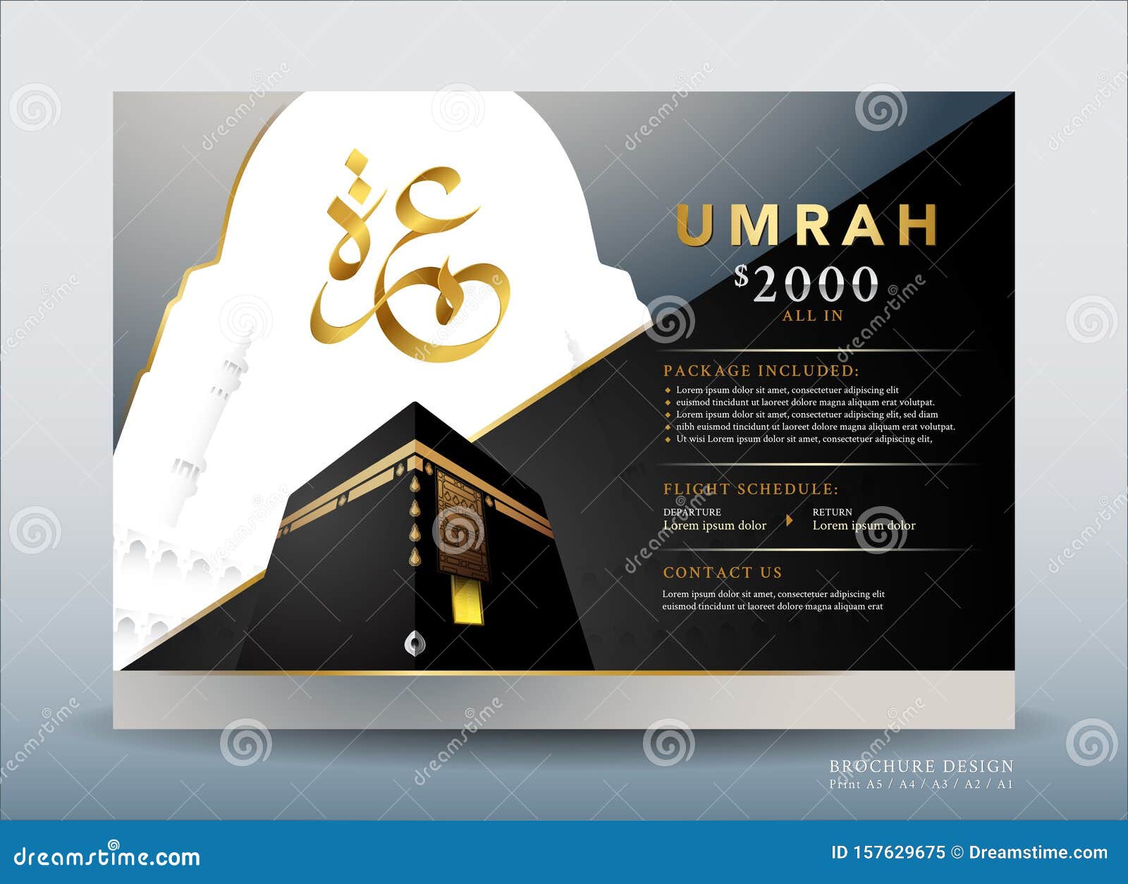 Hajj Or Umrah Brochure Template Cartoon Vector | CartoonDealer.com ...