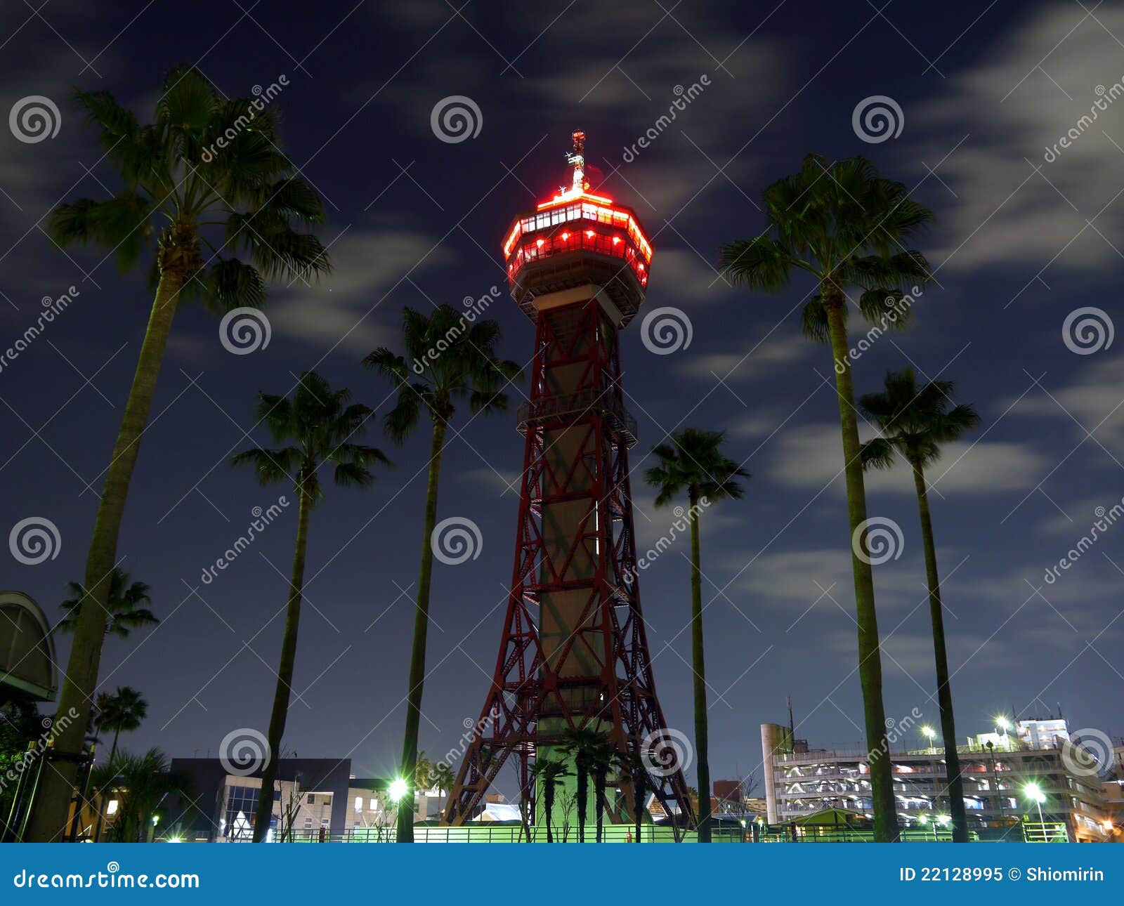 Hakata Port Tower at night stock image. Image of cityscape - 22128995