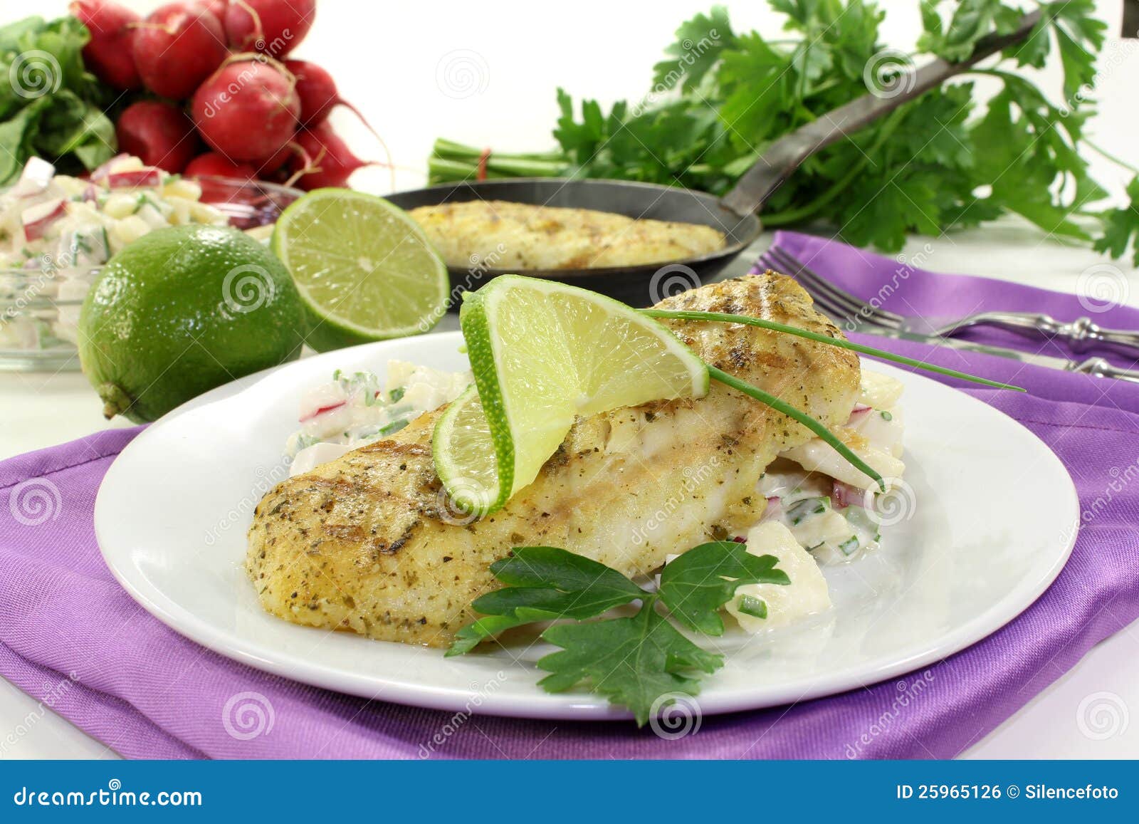 Hake fillet stock photo. Image of salad, grilled, lime - 25965126