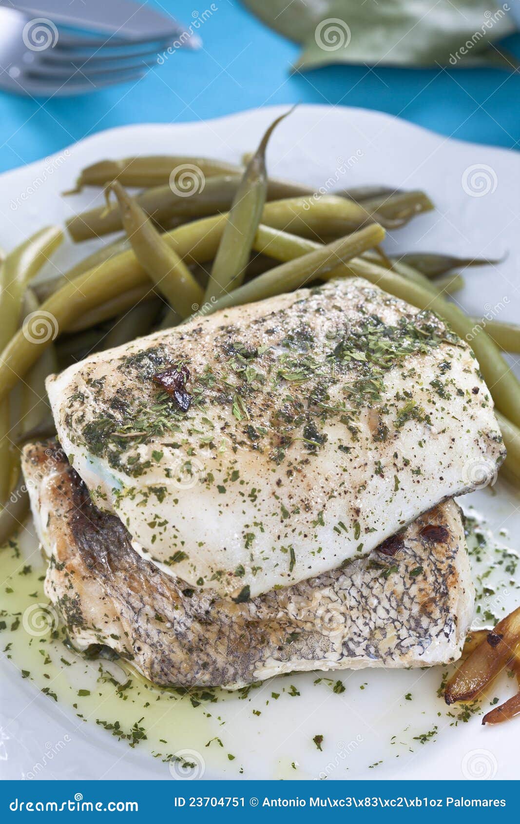 Hake Fillet with Green Beans Stock Image - Image of dish, fresh: 23704751