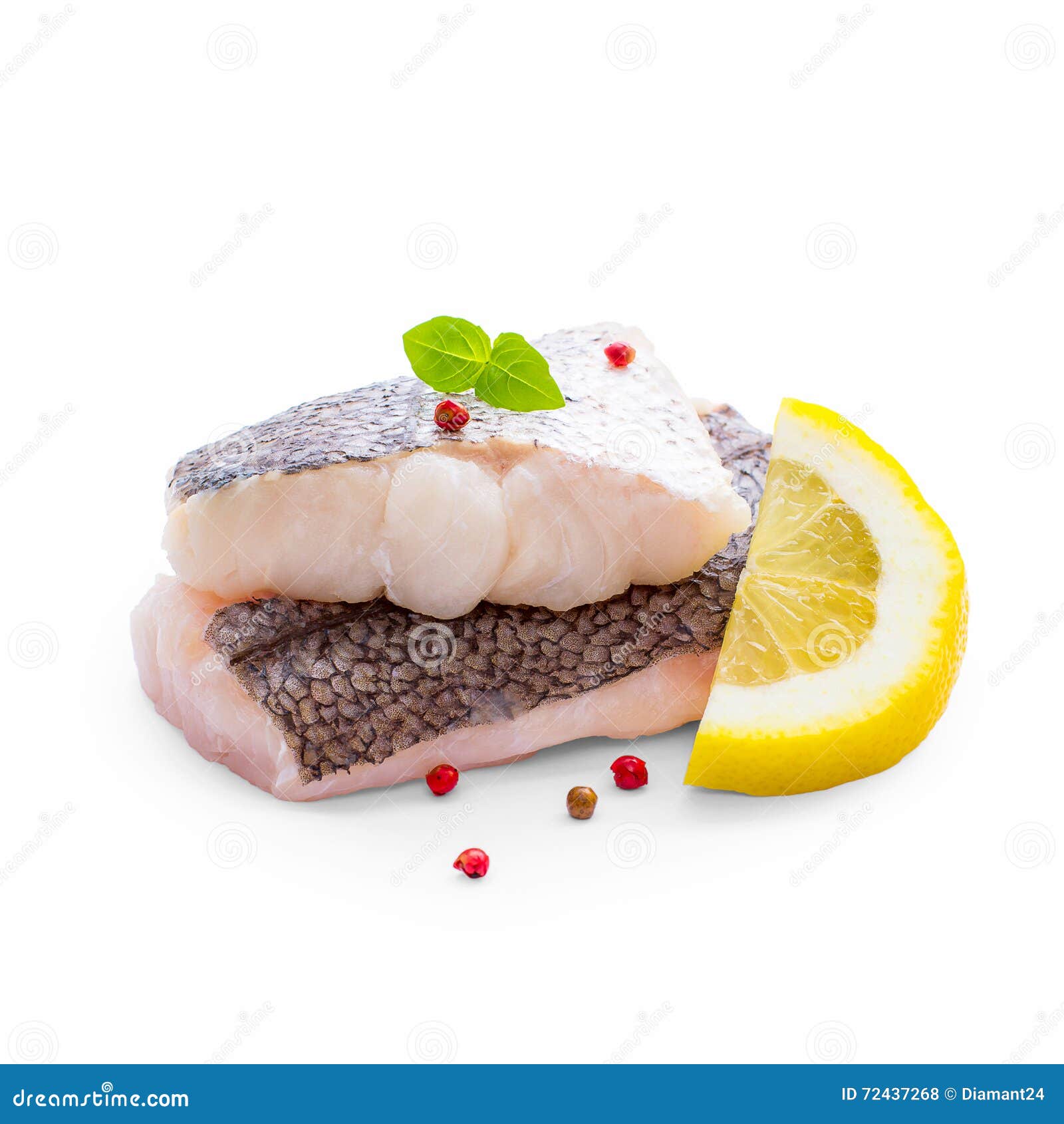Hake Fillet with Skin and Lemon Stock Photo - Image of cuisine ...