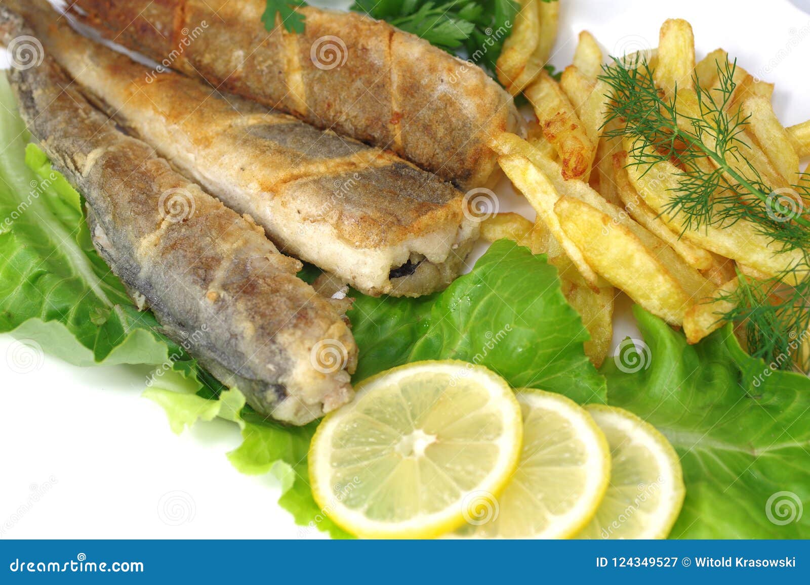 Hake fish on plate stock image. Image of appetizing - 124349527