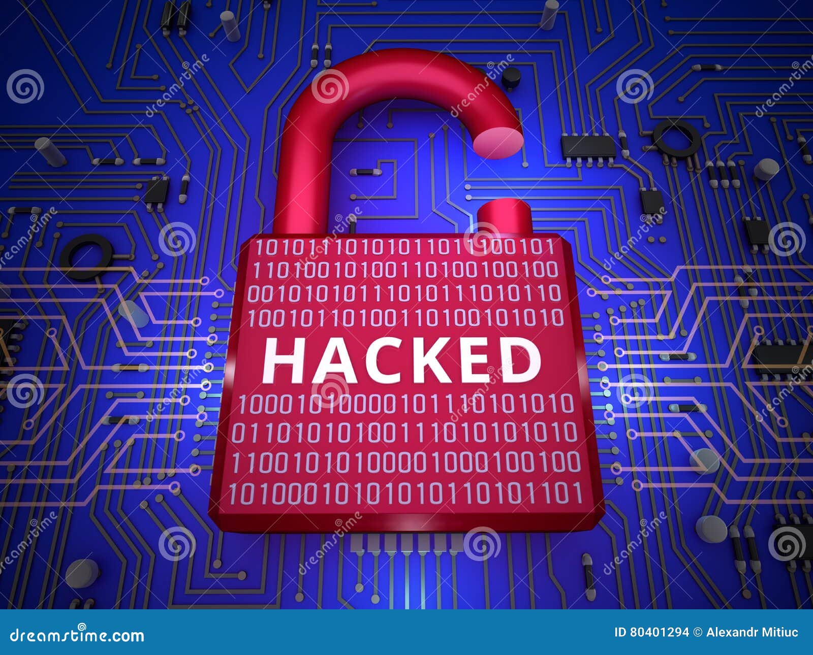 Haked Digital Padlock Over Circuit Stock Illustration - Illustration of ...