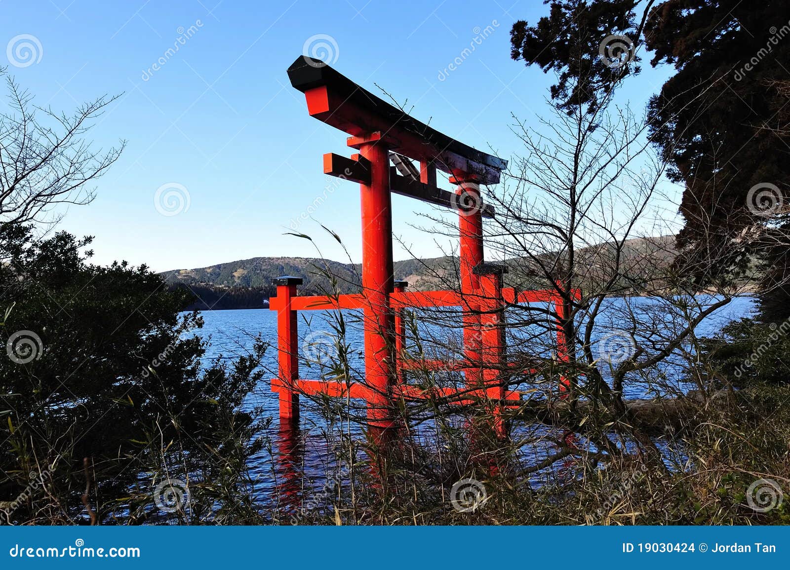 Hakone Shrine Torii Gate stock photo. Image of mountain - 19030424