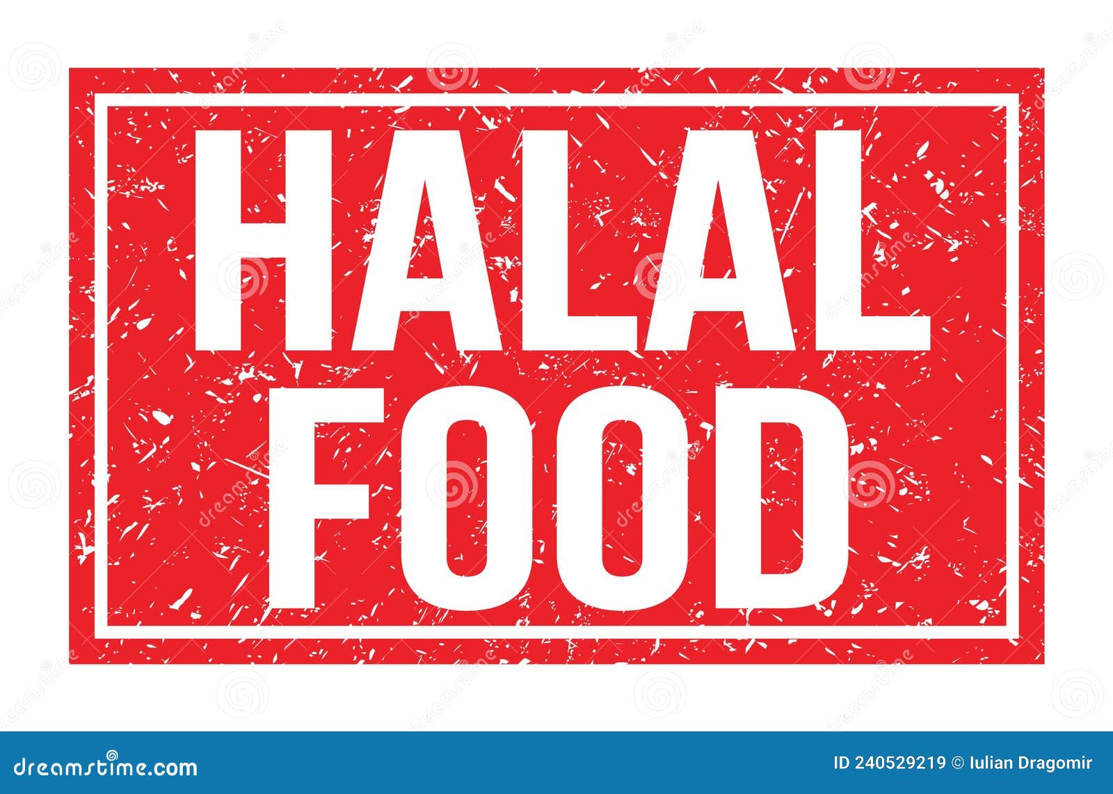 HALAL FOOD, Words on Red Rectangle Stamp Sign Stock Illustration ...