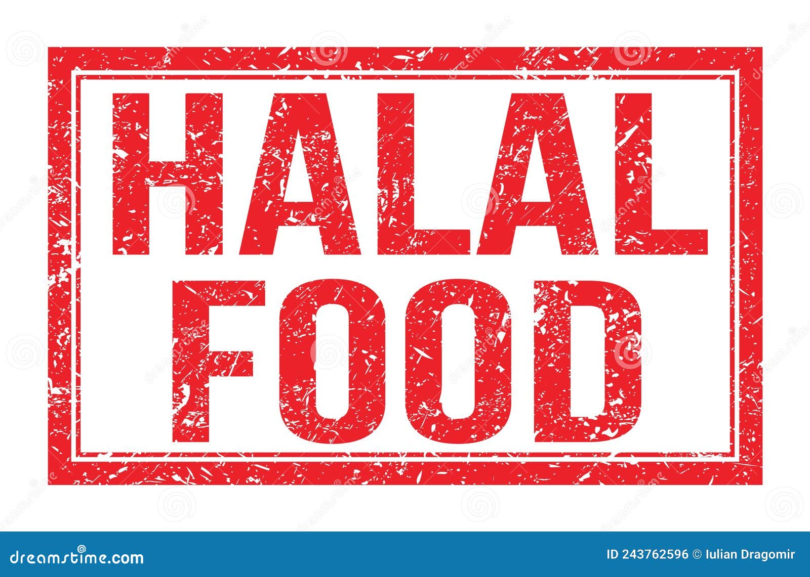 HALAL FOOD, Words on Red Rectangle Stamp Sign Stock Illustration ...