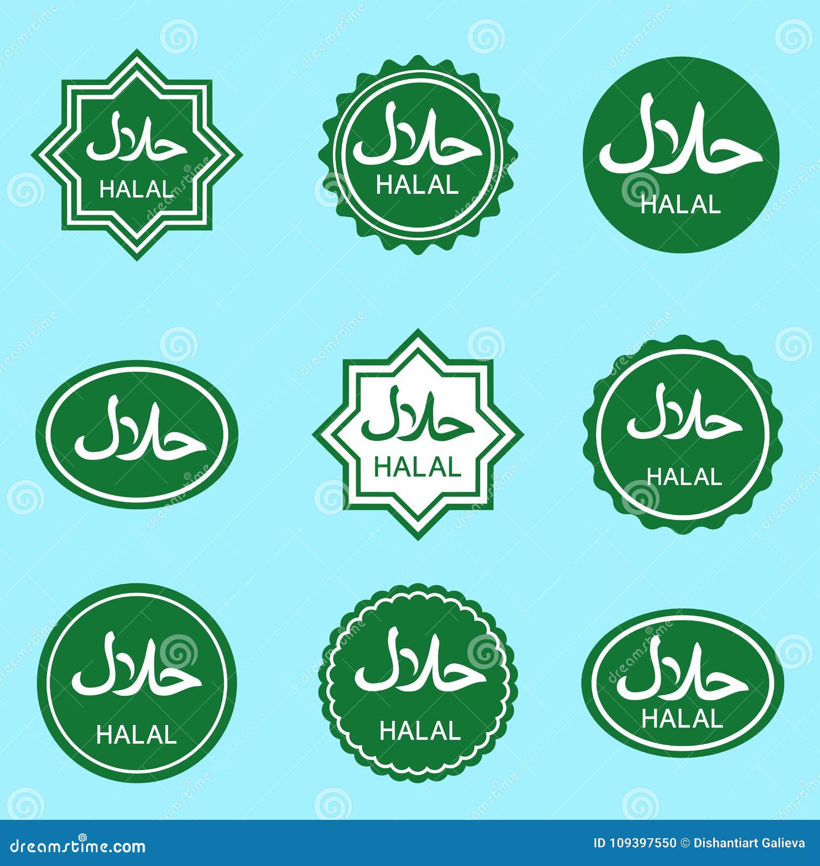 Halal logo set stock vector. Illustration of logo, banner - 109397550