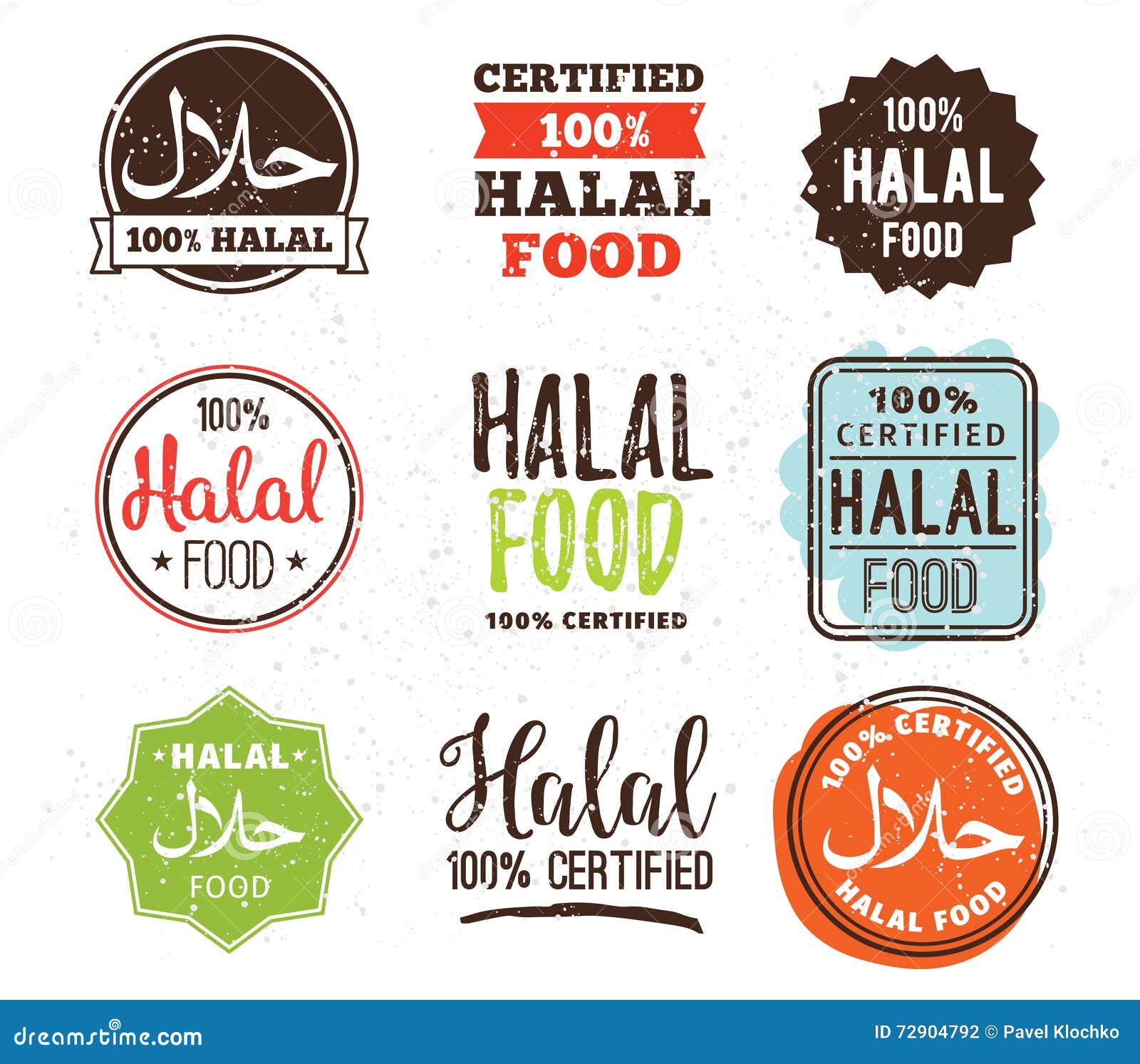 Halal Mat Märker Vektoruppsättningen Emblemdesign Vektor Illustrationer ...