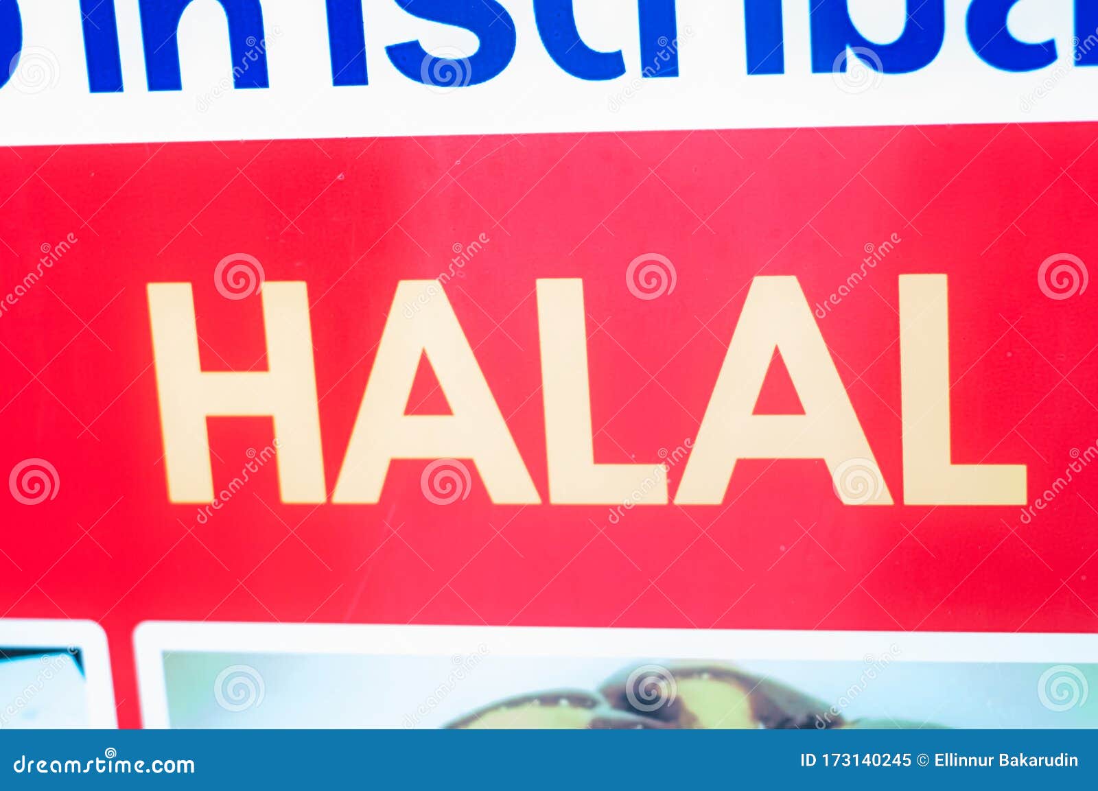 Halal Text on a Thailand Signage. Closeup Stock Image - Image of banner ...