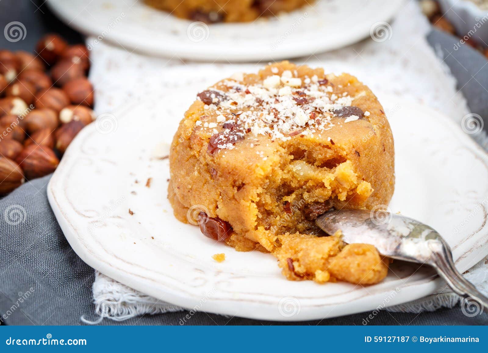 Halawa Indian Dessert with Nuts and Semolina Stock Image - Image of ...