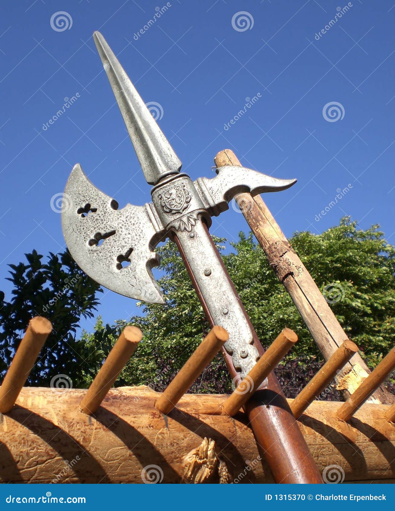 Halberd stock photo. Image of rack, antique, vintage, wooden - 1315370