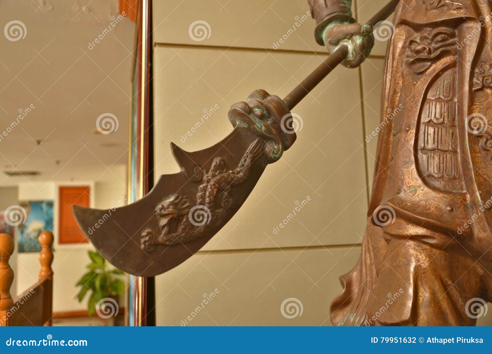 Halberd Chinese Style of a Copper Sculpture Stock Photo - Image of ...