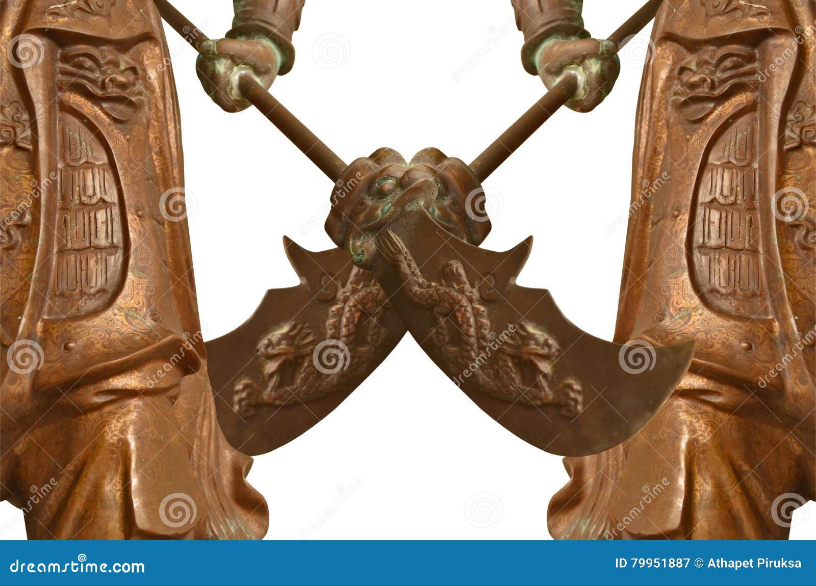 Halberd Chinese Style of a Copper Warrior Sculpture Stock Image - Image ...