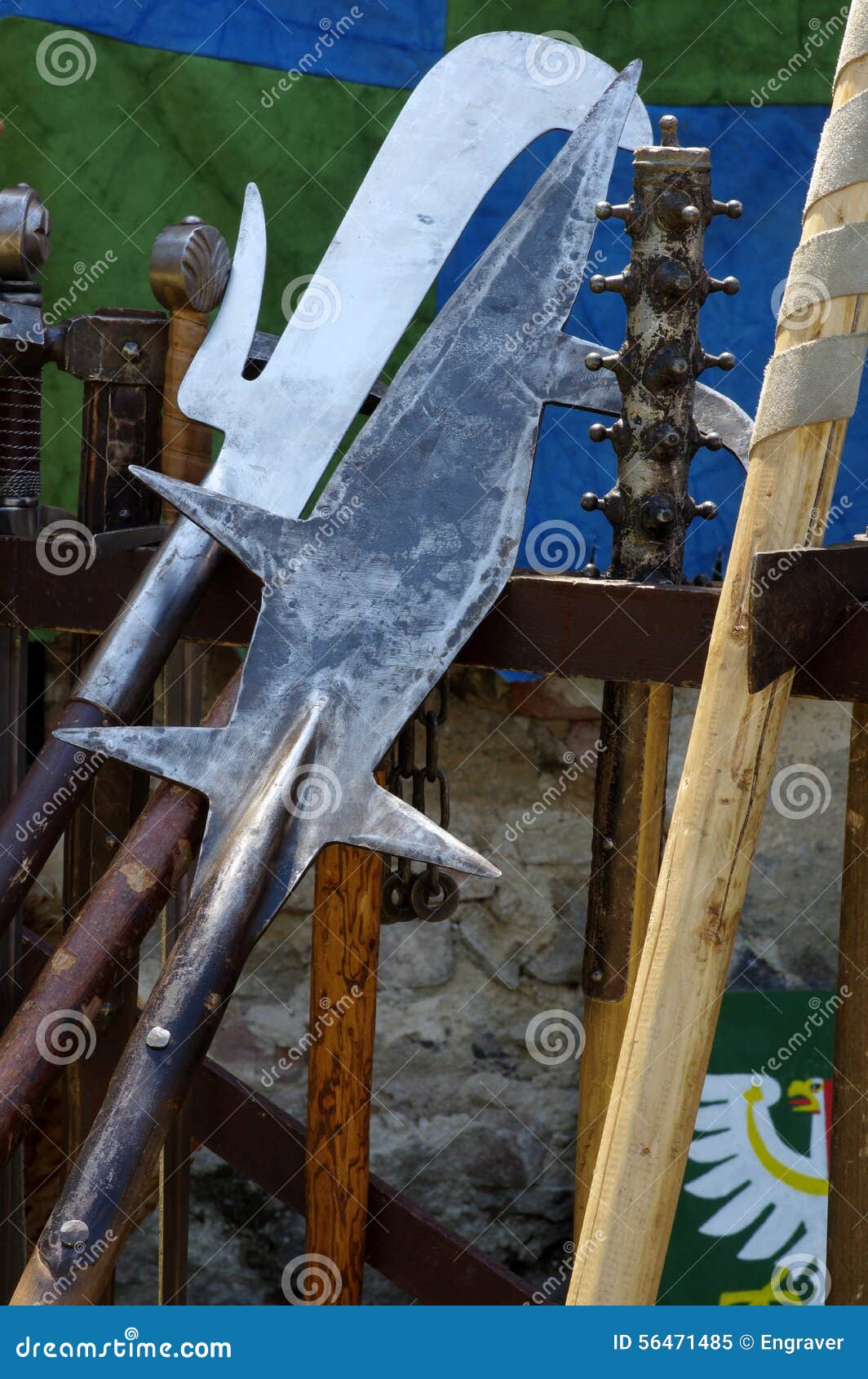 Halberd medieval weapons stock image. Image of skewer - 56471485