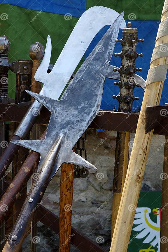 Halberd medieval weapons stock image. Image of skewer - 56471485