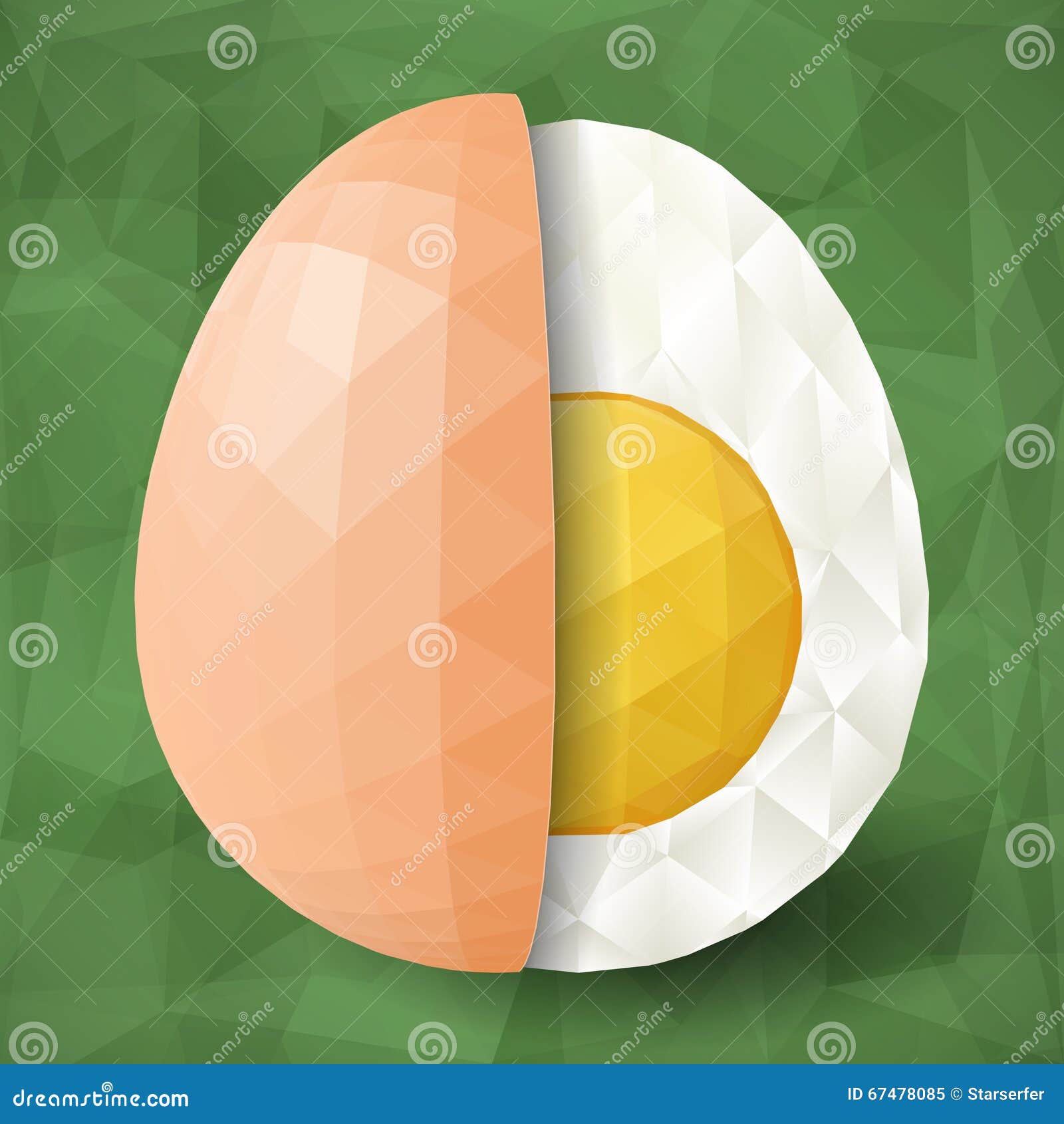 Half of Abstract Polygonal Egg Stock Vector - Illustration of green ...