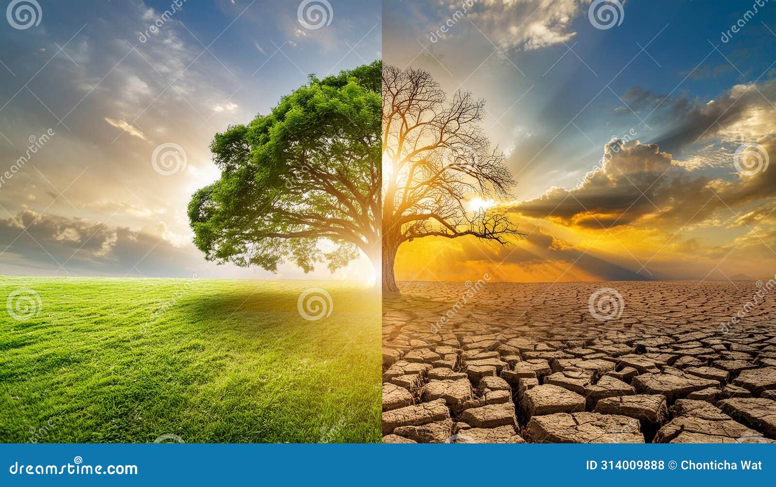 Half Alive and Half Dead Tree Standing in the Areas of Landscape ...