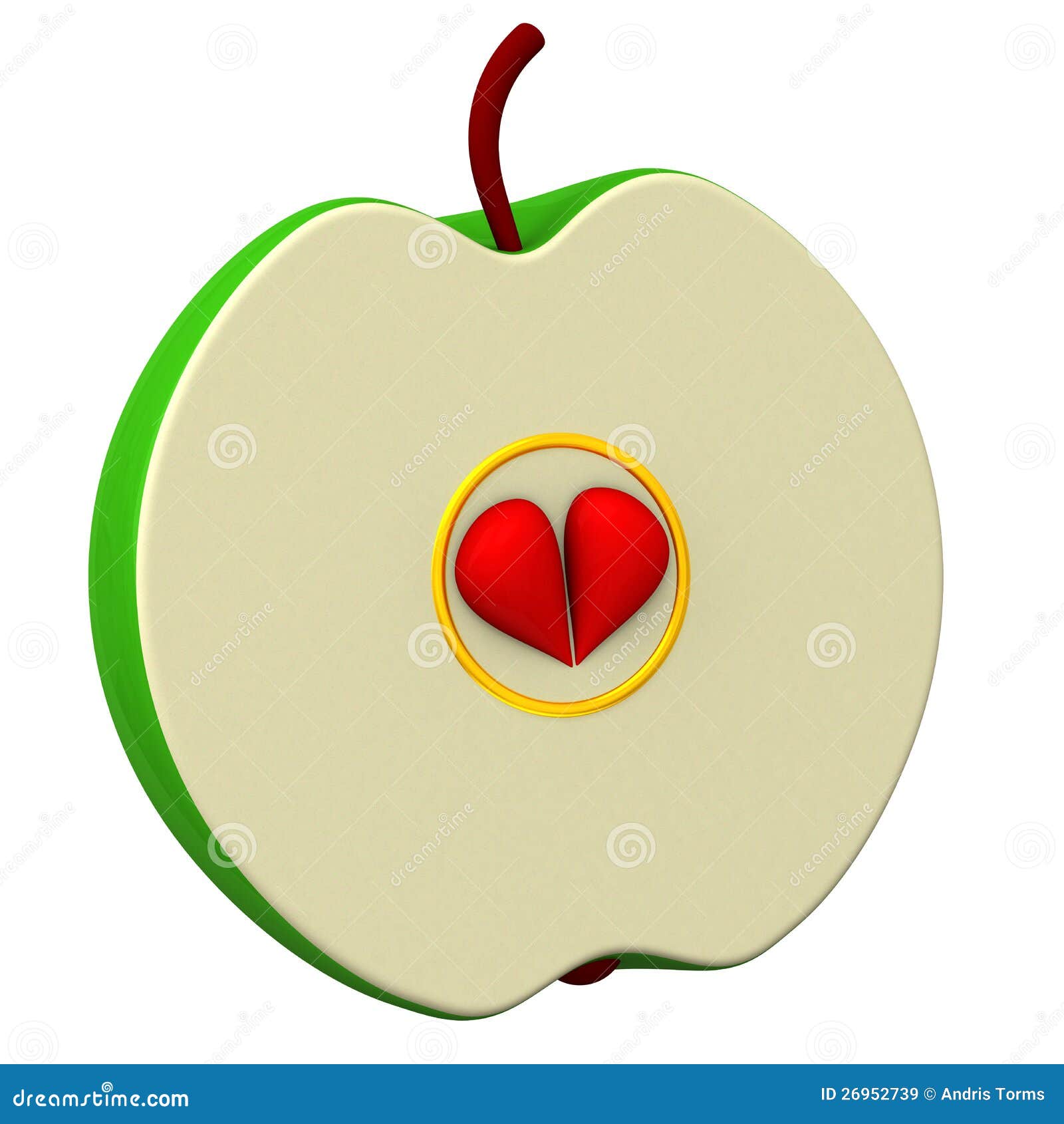Half an apple 3d stock illustration. Illustration of food - 26952739