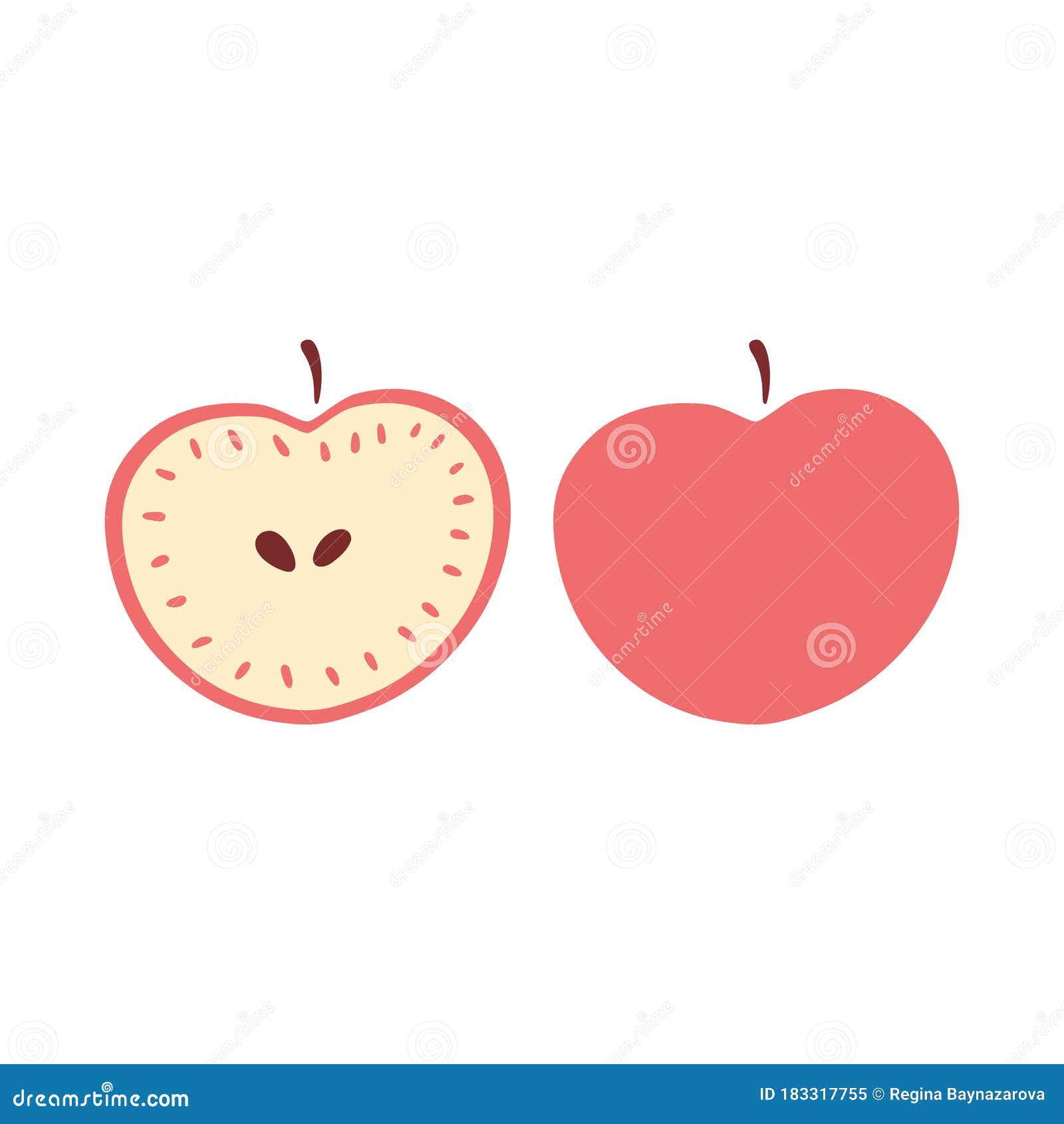 Half of an Apple Isolated on a White Background. Stock Vector ...