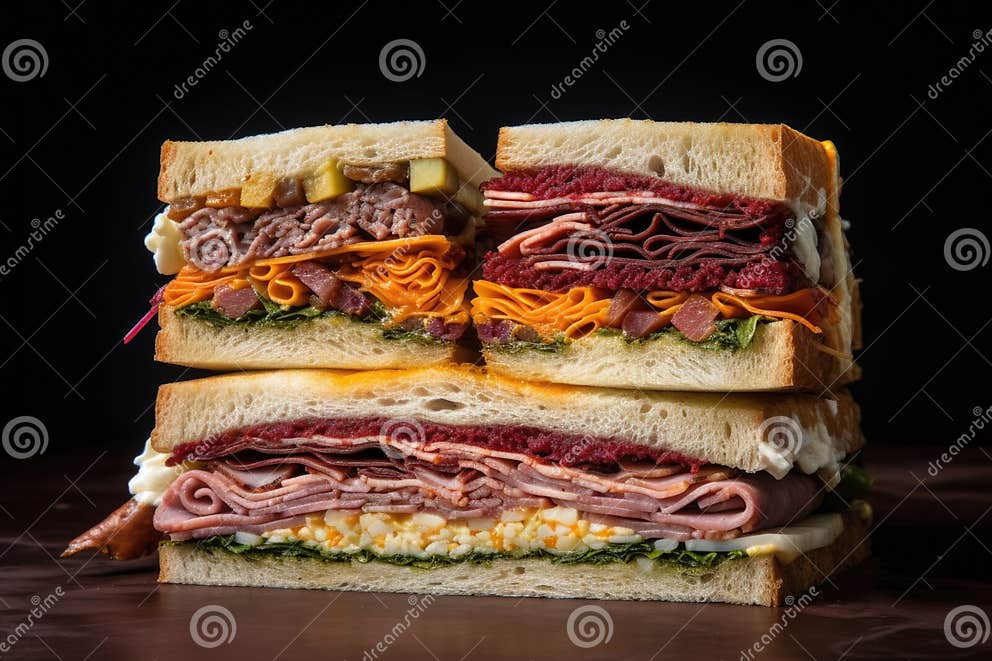 Half-assembled Sandwich Showing Fillings Inside Stock Photo - Image of ...