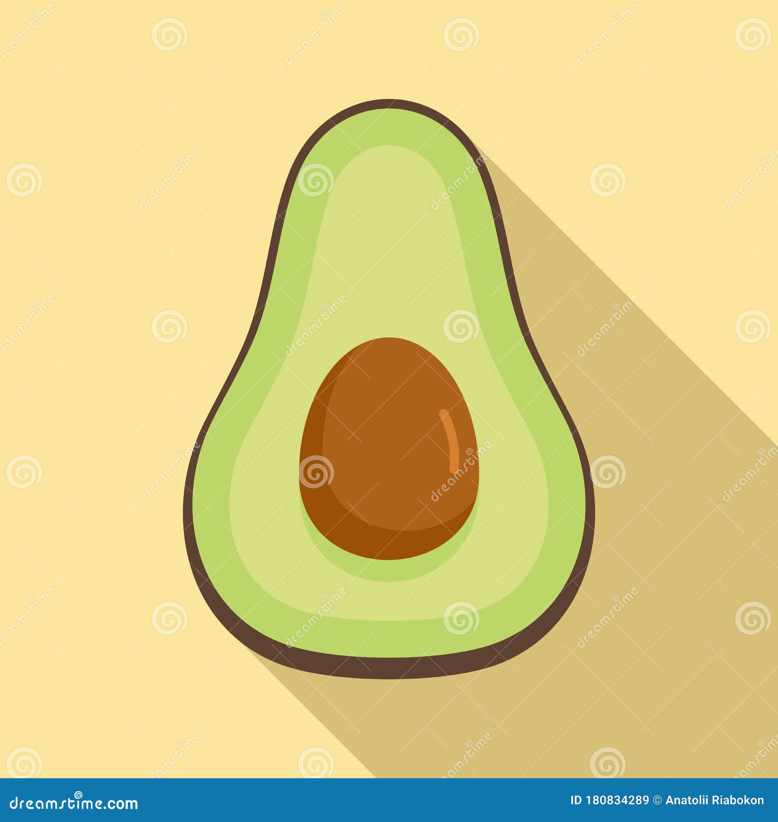 Half Avocado Icon, Flat Style Stock Vector - Illustration of nutrition ...