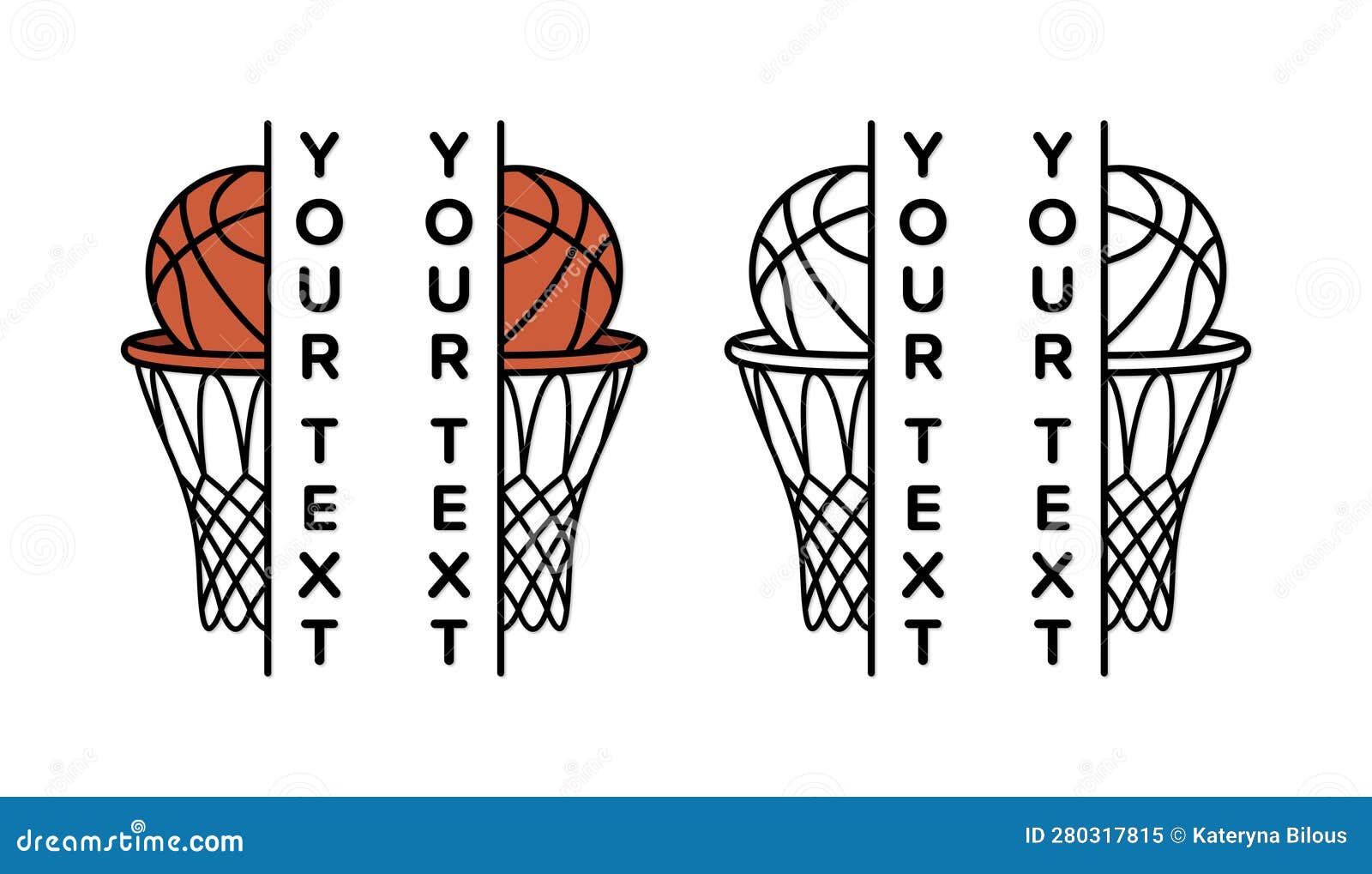 Basketball Split Frame For Vertical Text With Alphabet Half Ball Team ...