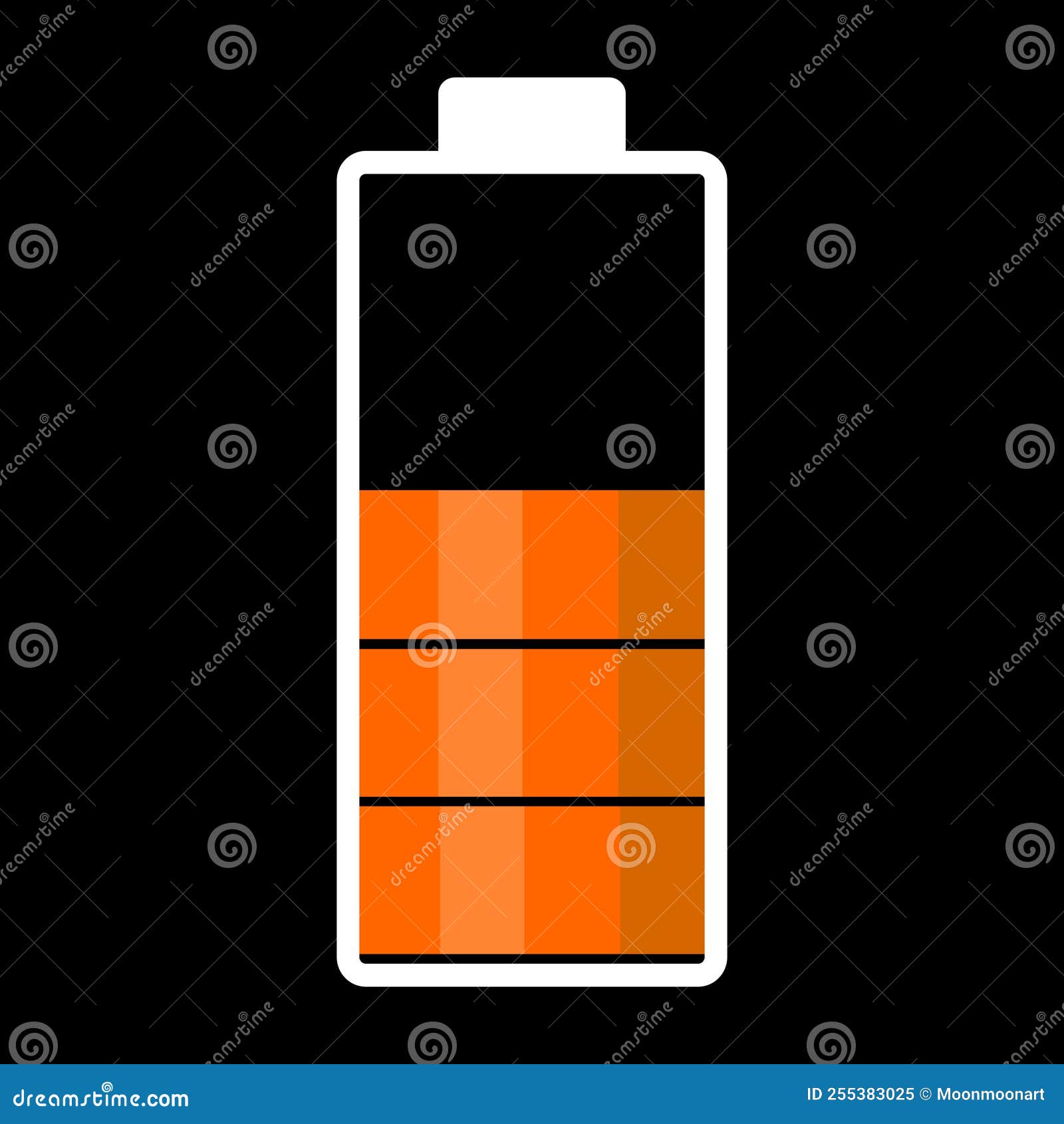 Half Battery Illustration. Orange Color Stock Vector - Illustration of ...