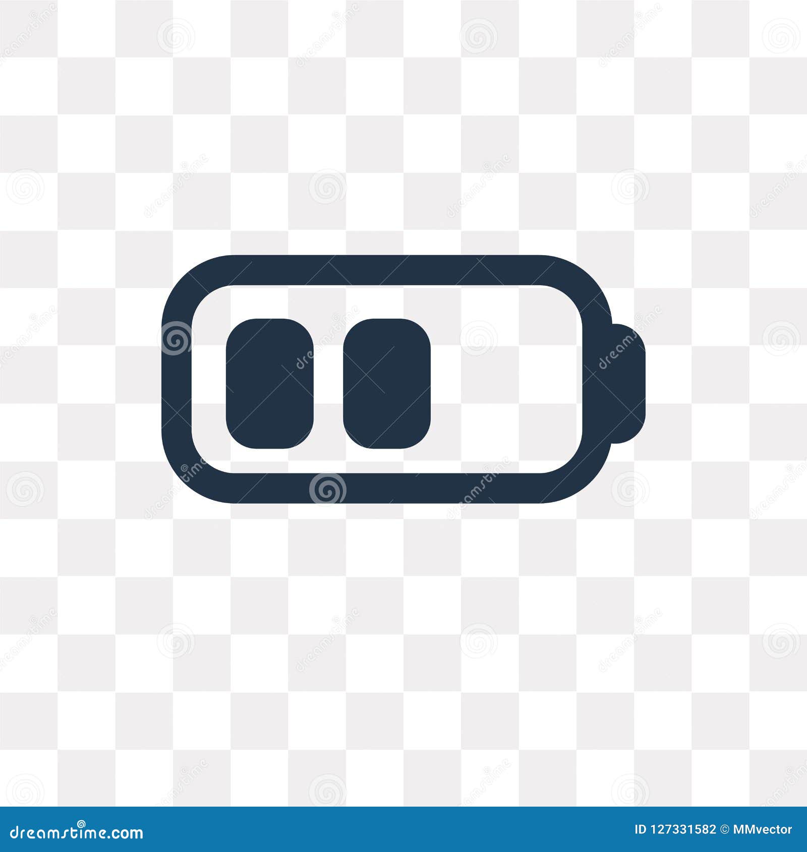 Half Battery Vector Icon Isolated On Transparent Background, Hal ...