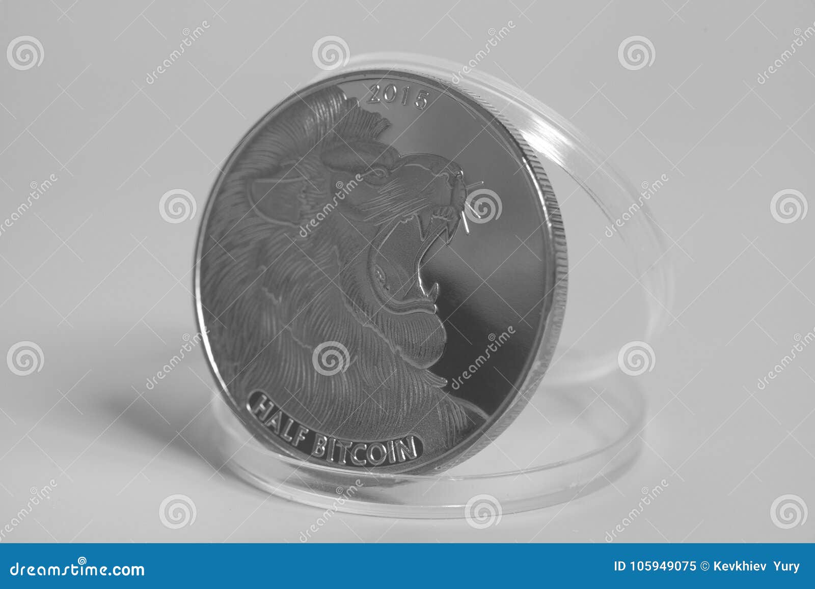 Half bitcoin with lion stock image. Image of lion, currency - 105949075
