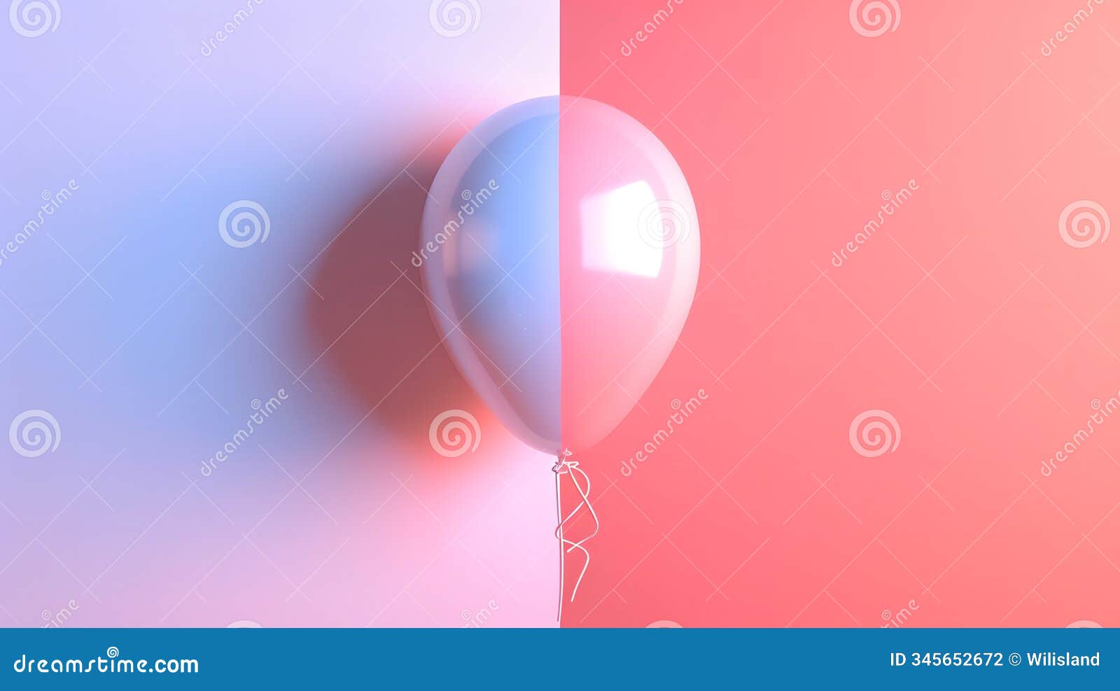 Half Blue, Half Pink Balloon on Pastel Background. Stock Illustration ...