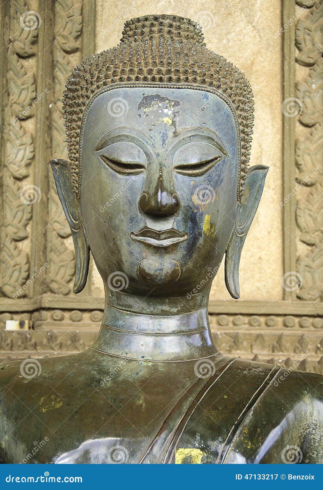 Half Body Ancient Buddhism Statue in Laos Temple Stock Image - Image of ...