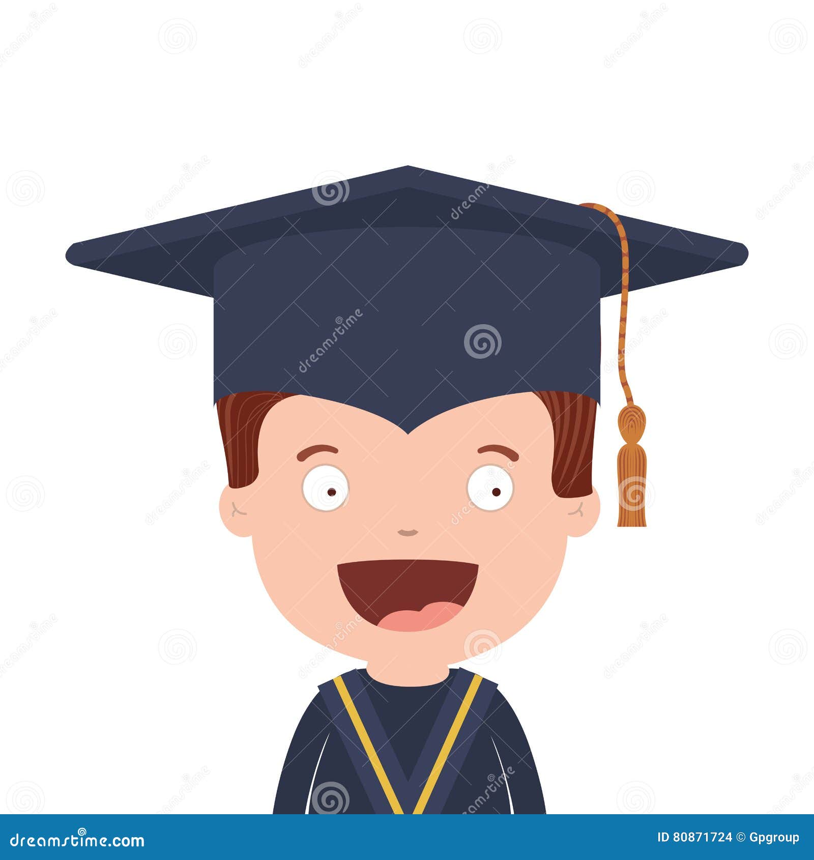 Half Body Avatar Boy with Graduation Outfit Stock Vector - Illustration ...