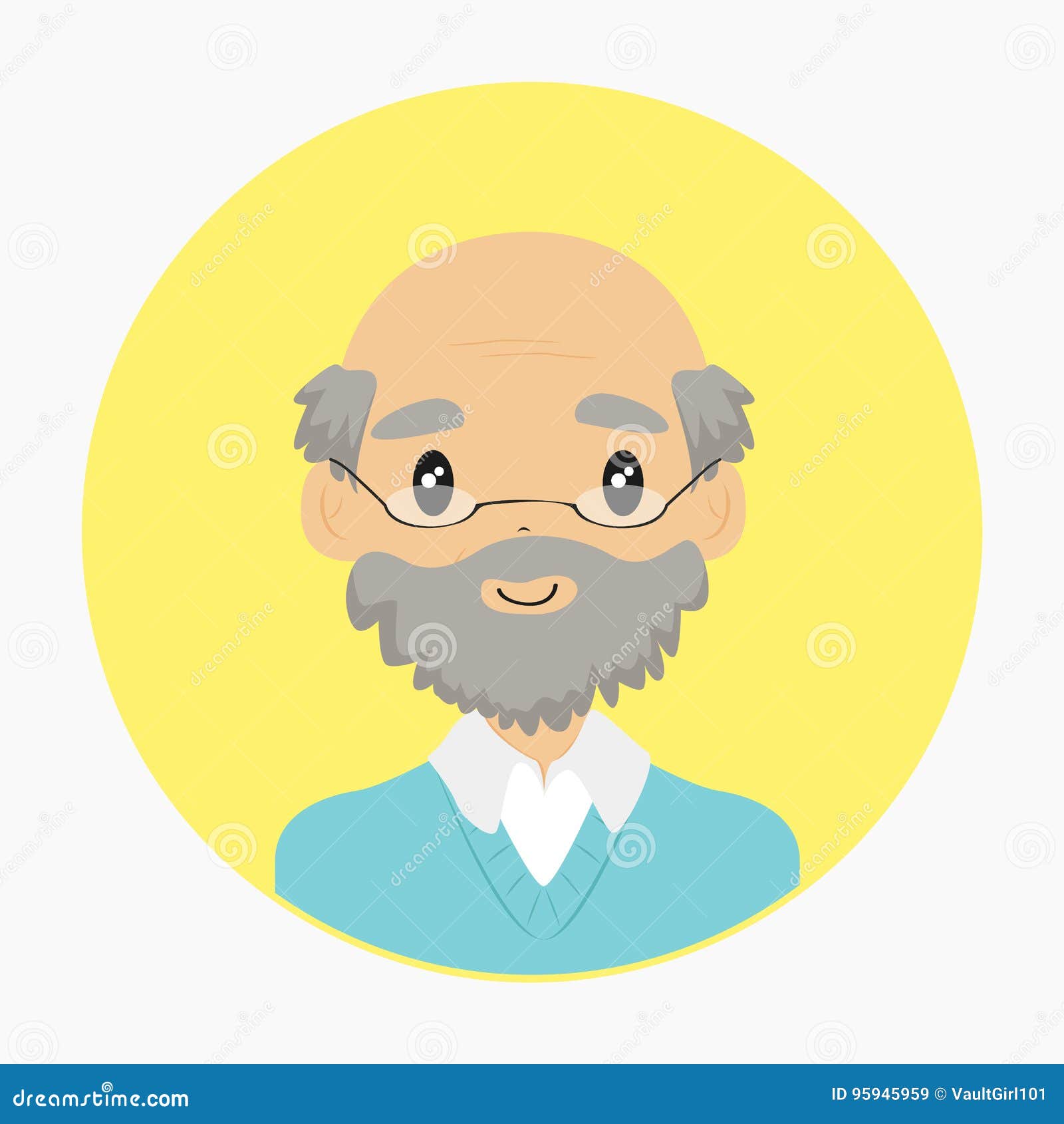 Half Body Grandfather Avatar Vector Stock Vector - Illustration of ...