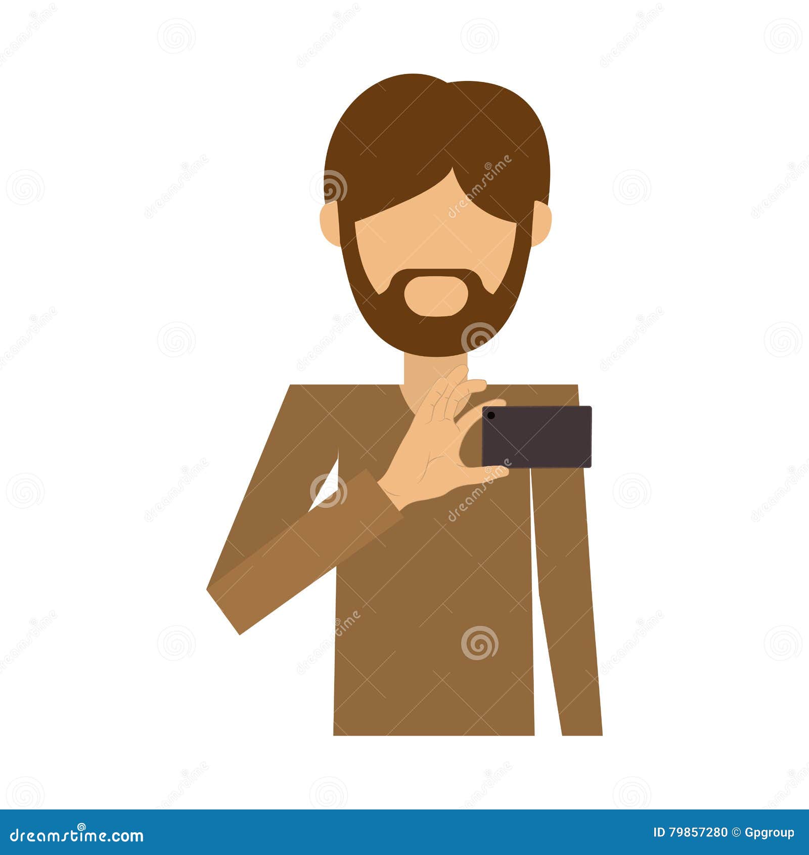 Half Body of Man of Beard Padlock Take Selfie Stock Vector ...