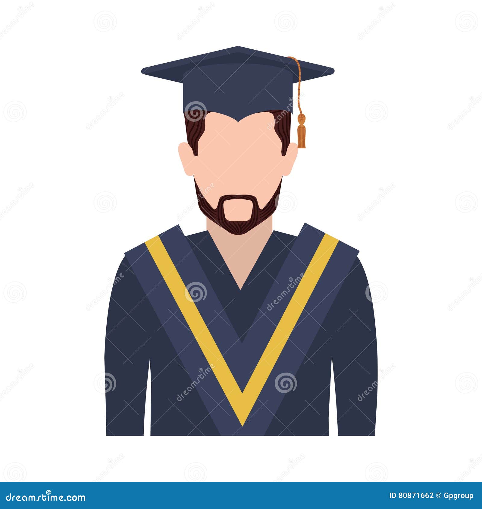 Half Body Man with Graduation Outfit with Beard Stock Vector ...