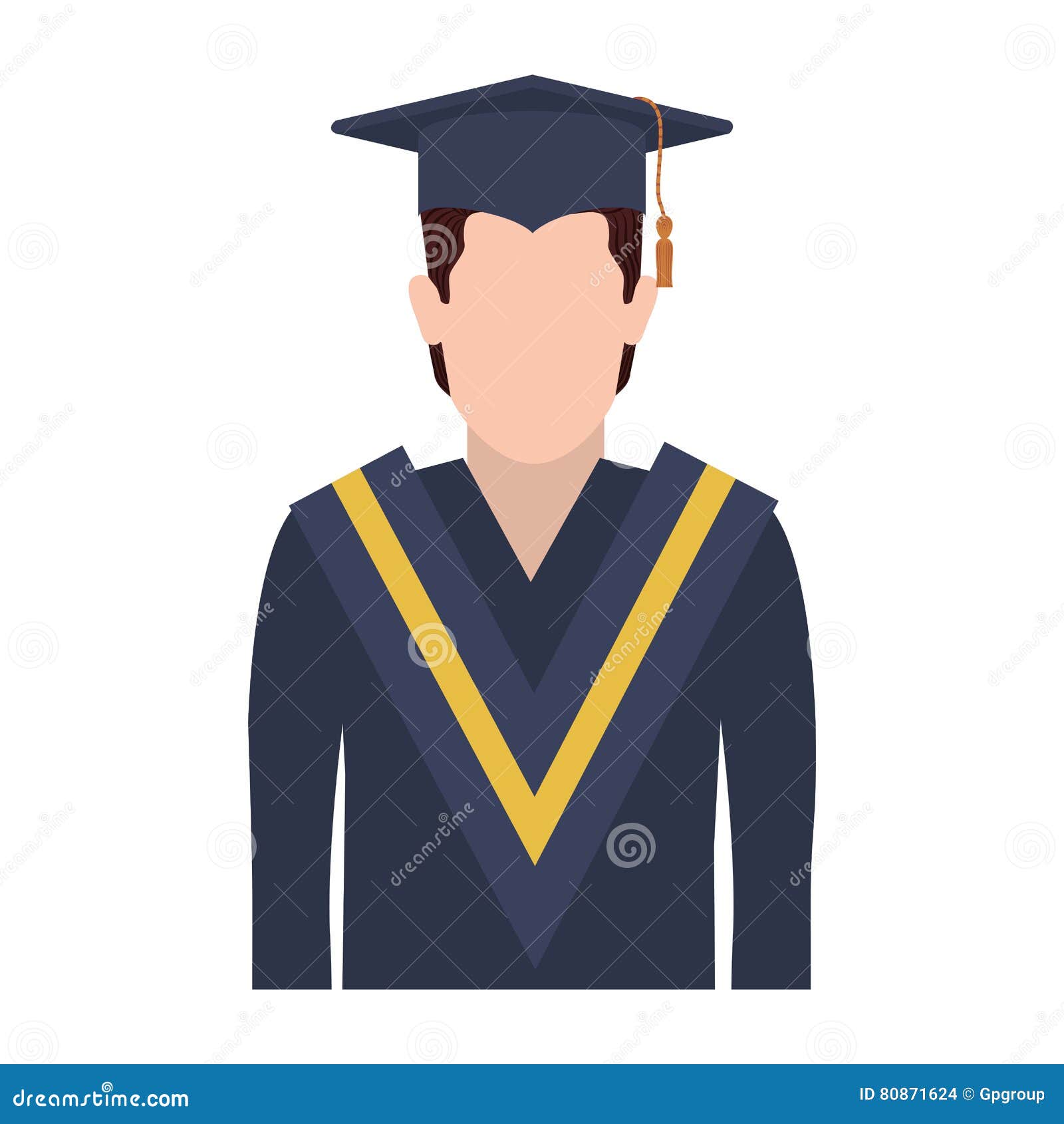 Half Body Man with Graduation Outfit Stock Vector - Illustration of ...