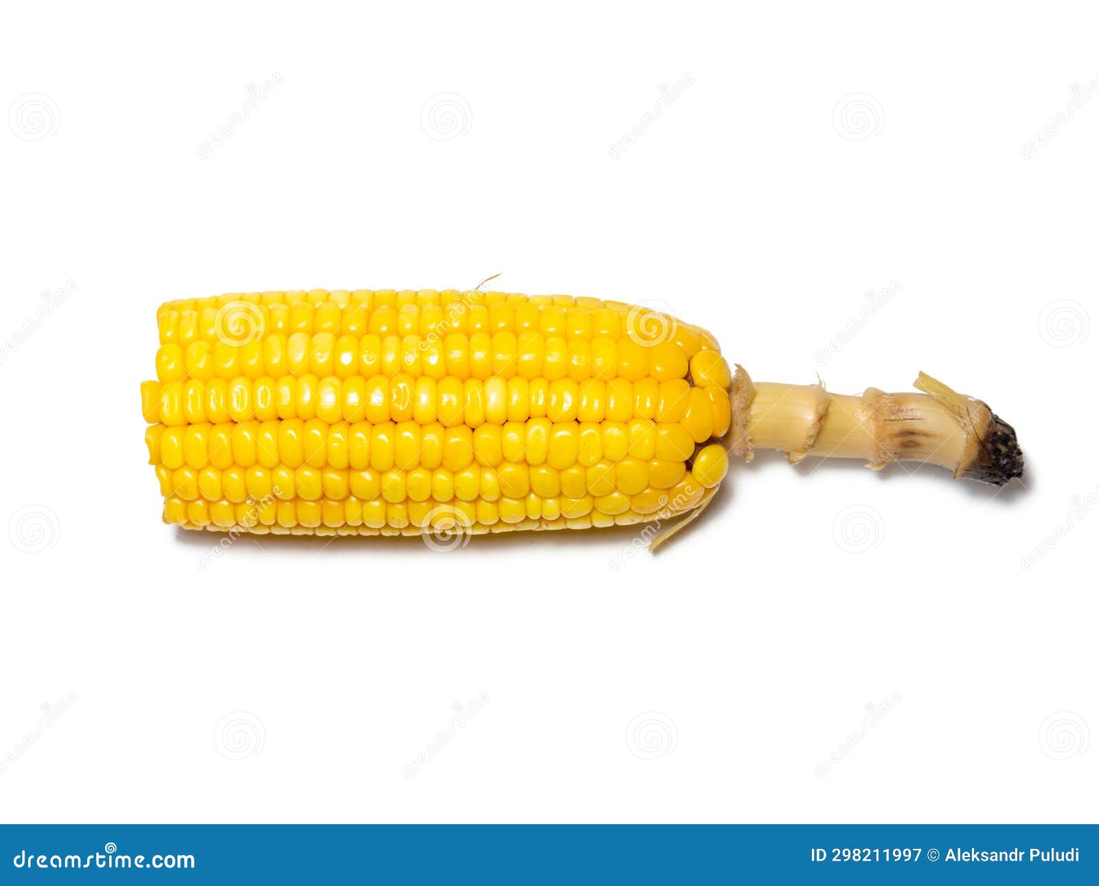 Half of Boiled Corn on a White Background. Half a Cob. Yellow Grains ...