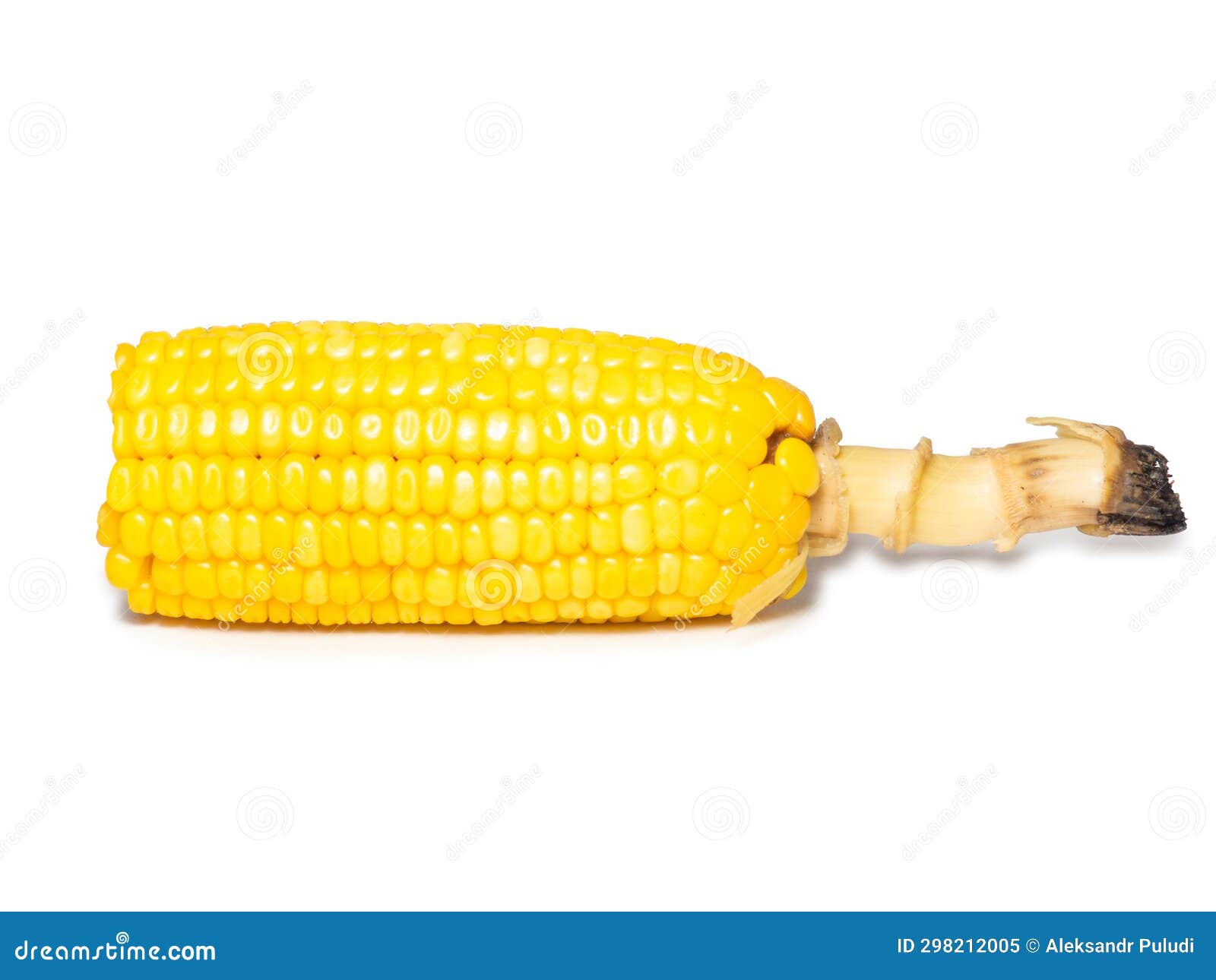 Half of Boiled Corn on a White Background. Half a Cob. Yellow Grains ...