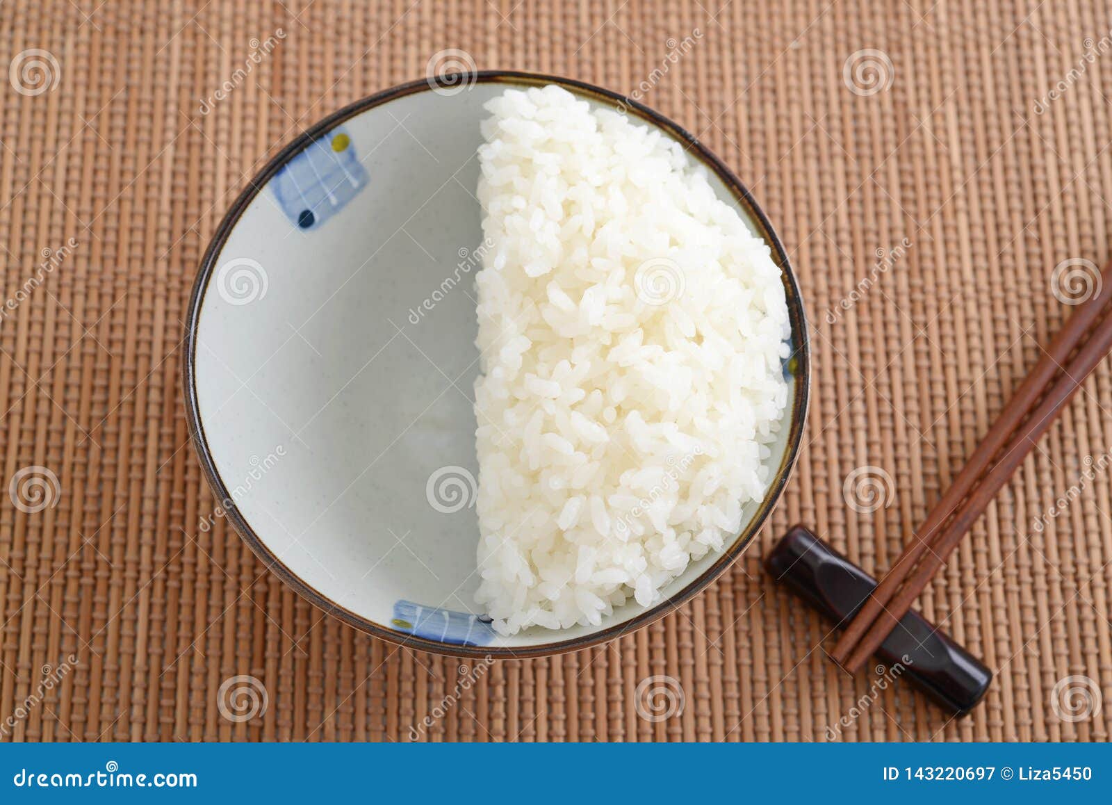 Half a bowl of rice. stock image. Image of delicious - 143220697