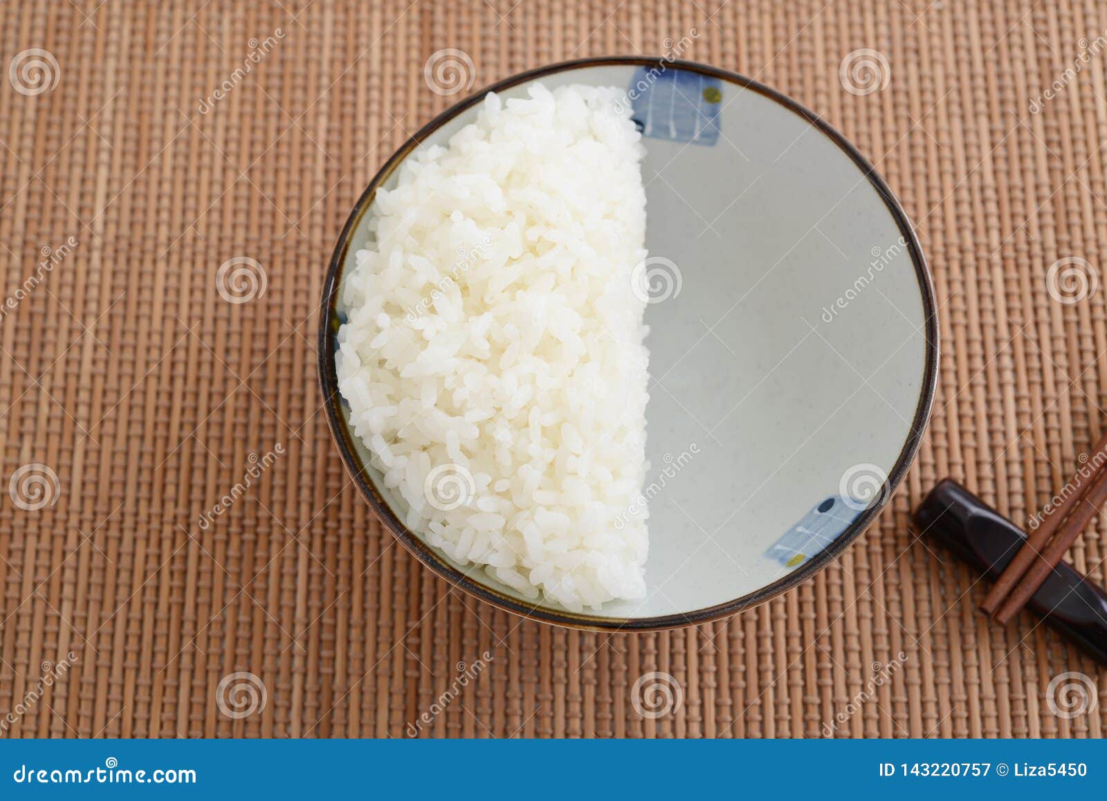 Half a bowl of rice. stock image. Image of culture, cuisine - 143220757