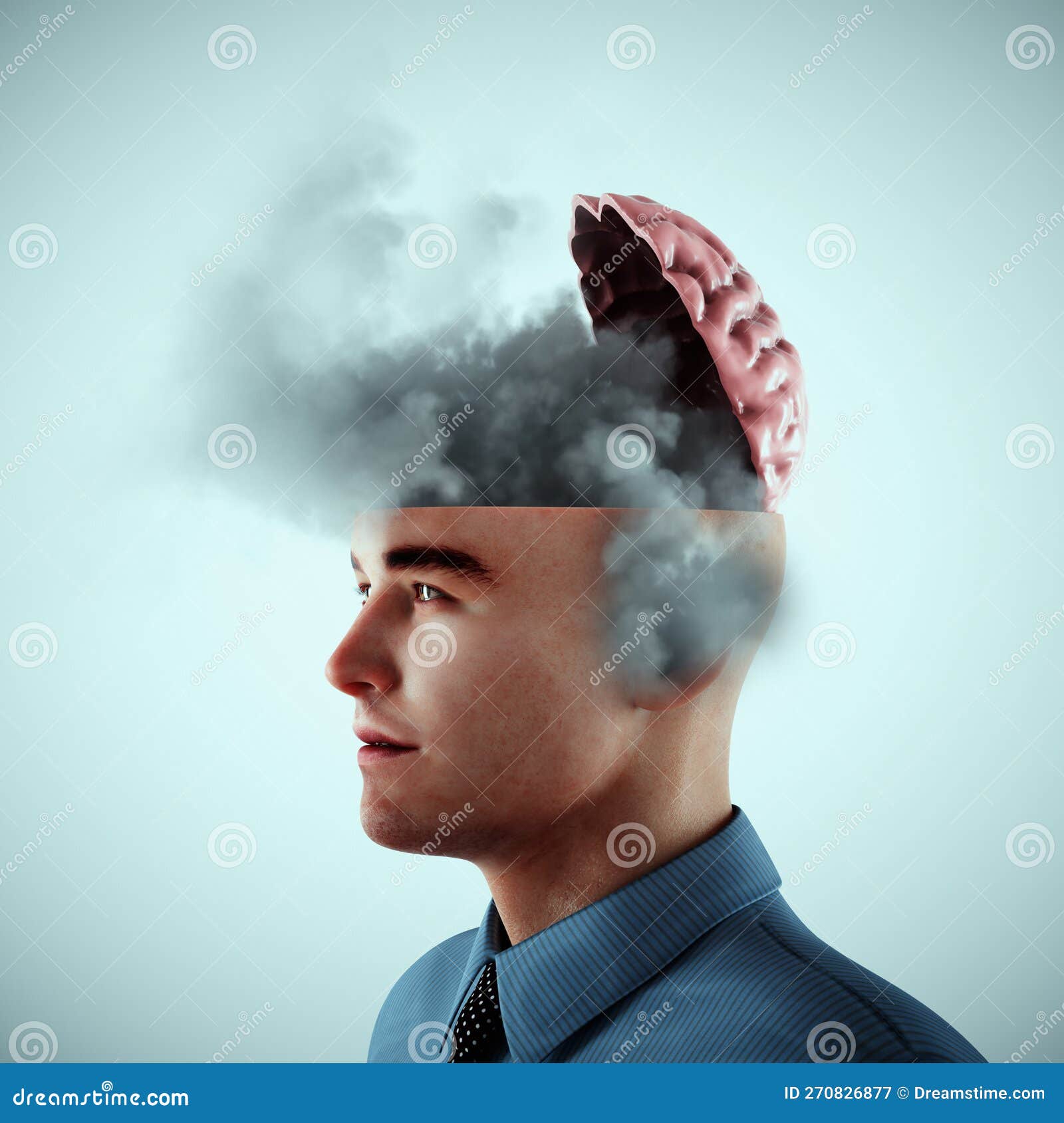 Half Brain with a Cloud Inside. Creativity and Open Mind Concept Stock ...