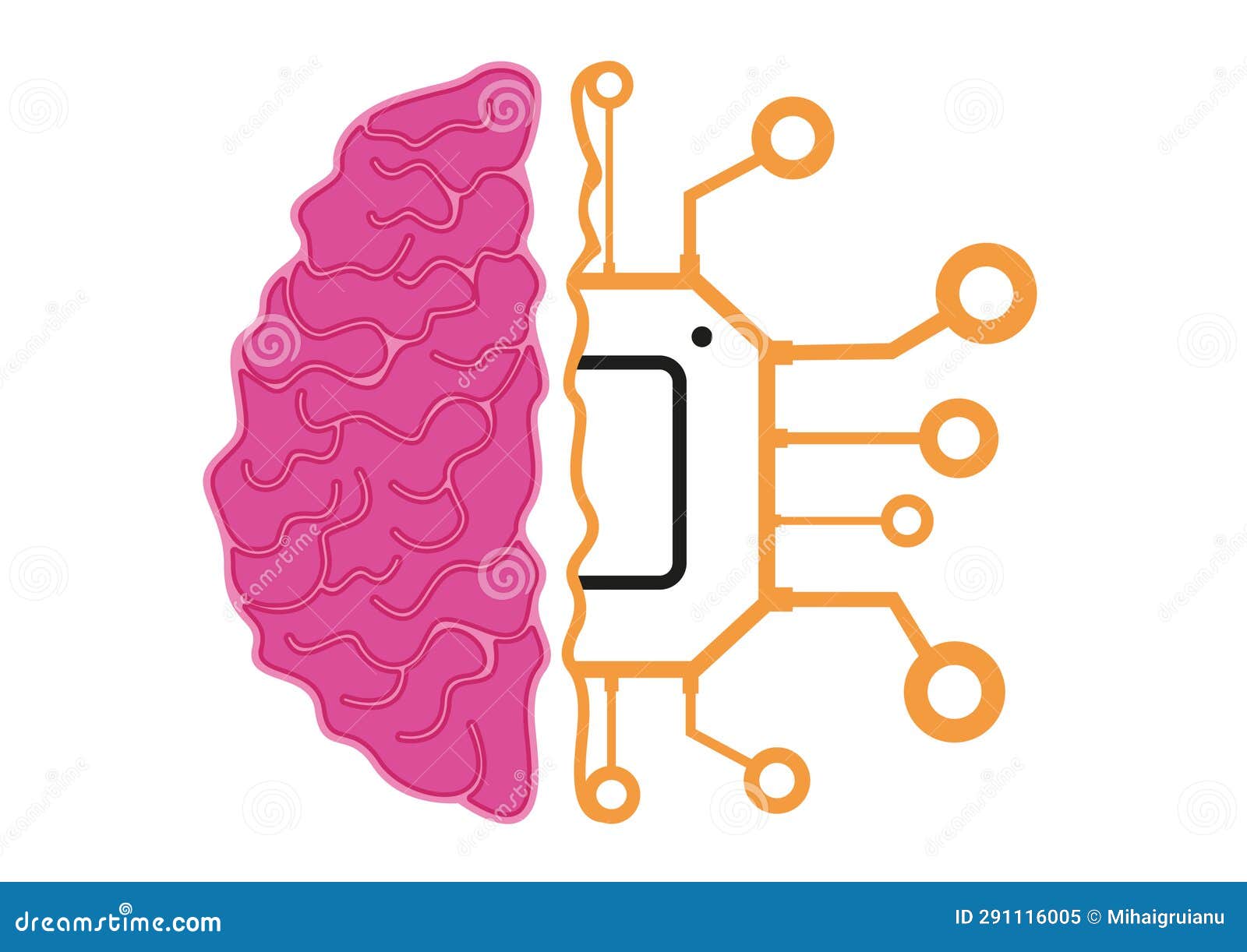 Half A Brain One Line Art. Continuous Line Drawing Of Human, Internal ...