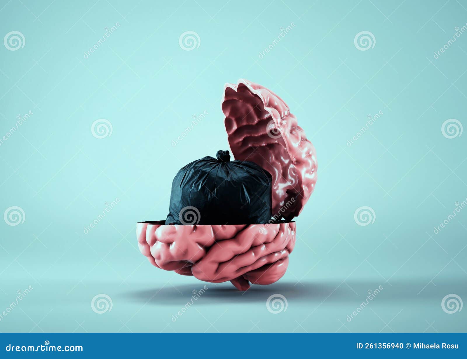 Half Brain With A Trash Bag Inside. Toxic Mentality And Negativity ...