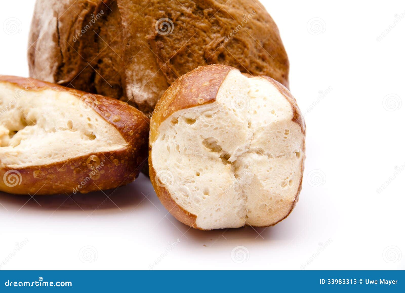 Half a Bread with Lye Bread Roll Stock Image - Image of crust, wheat ...