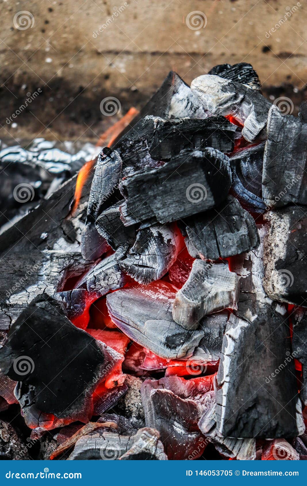 Half burned coal close up stock image. Image of autumn - 146053705