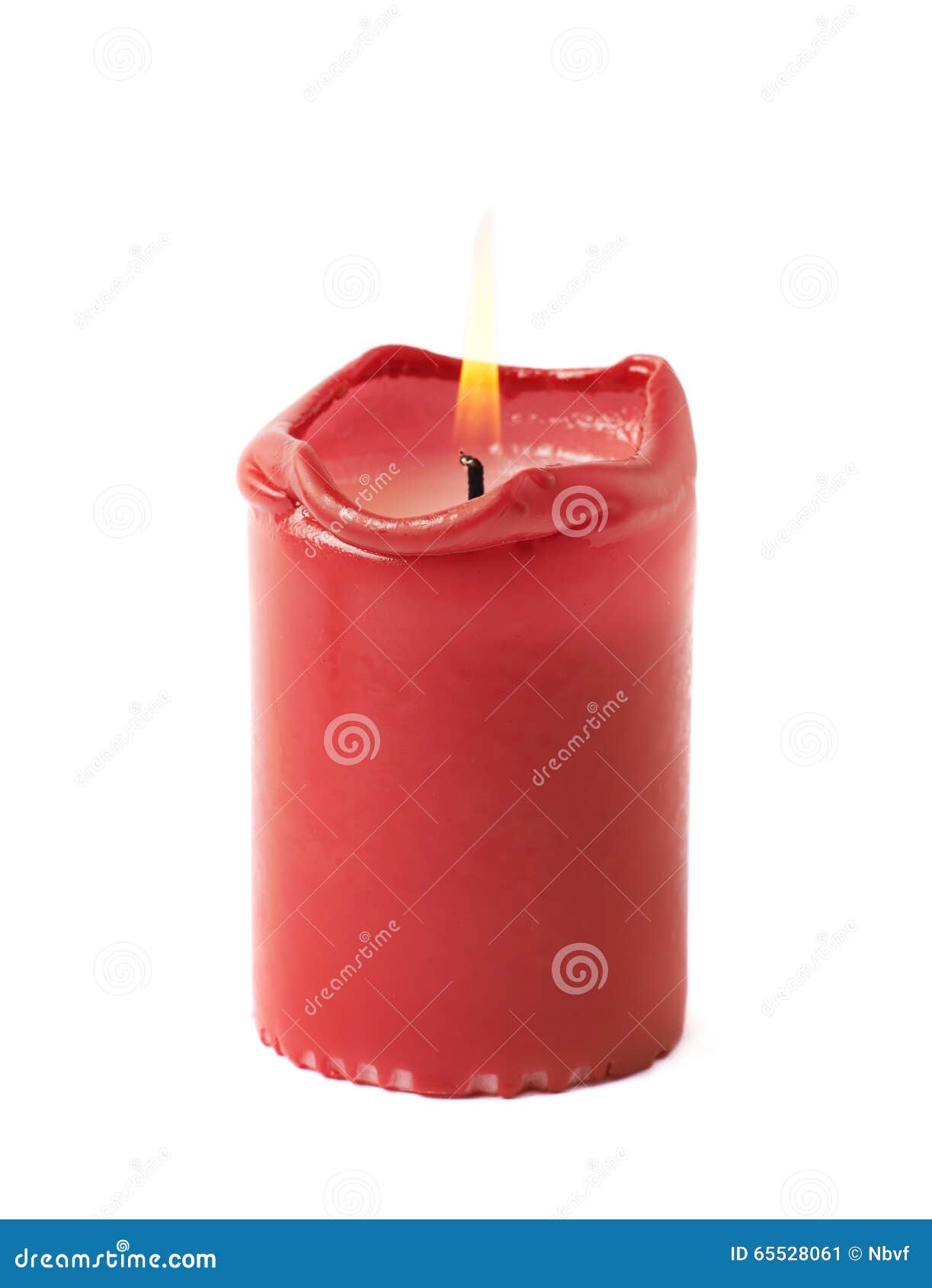 Half-burned Lit Red Candle Isolated Stock Image - Image of shot, object ...