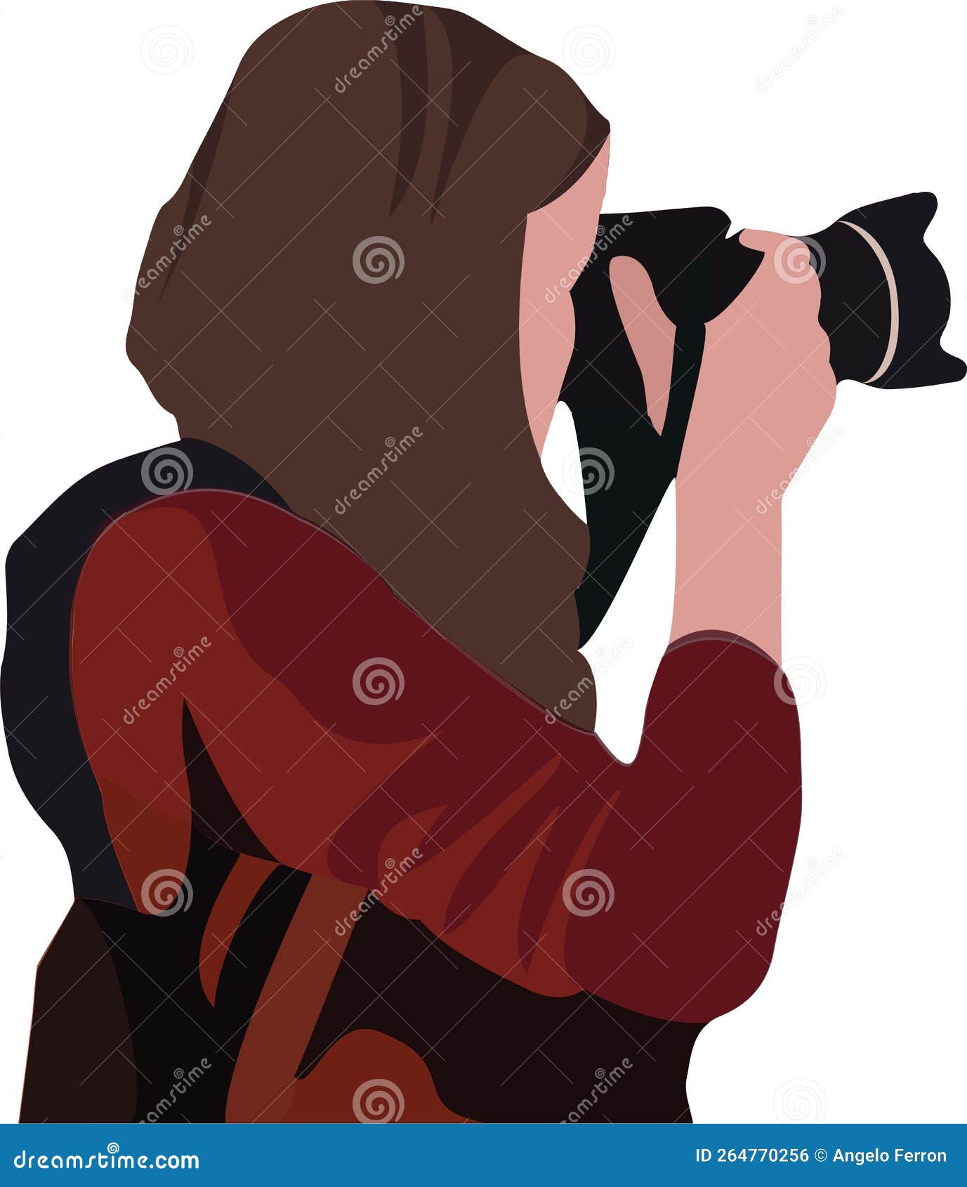 Half Bust of Woman while Photographing Stock Vector - Illustration of ...