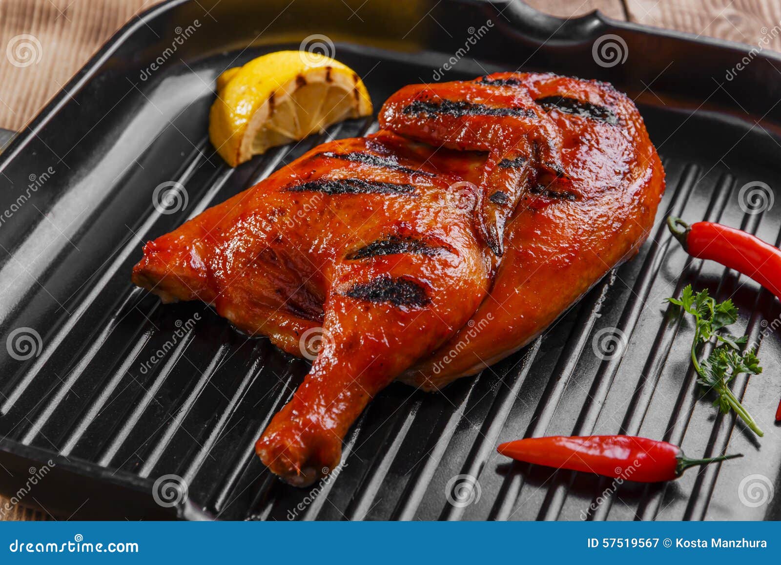 Half chicken grilled stock image. Image of baked, grill - 57519567